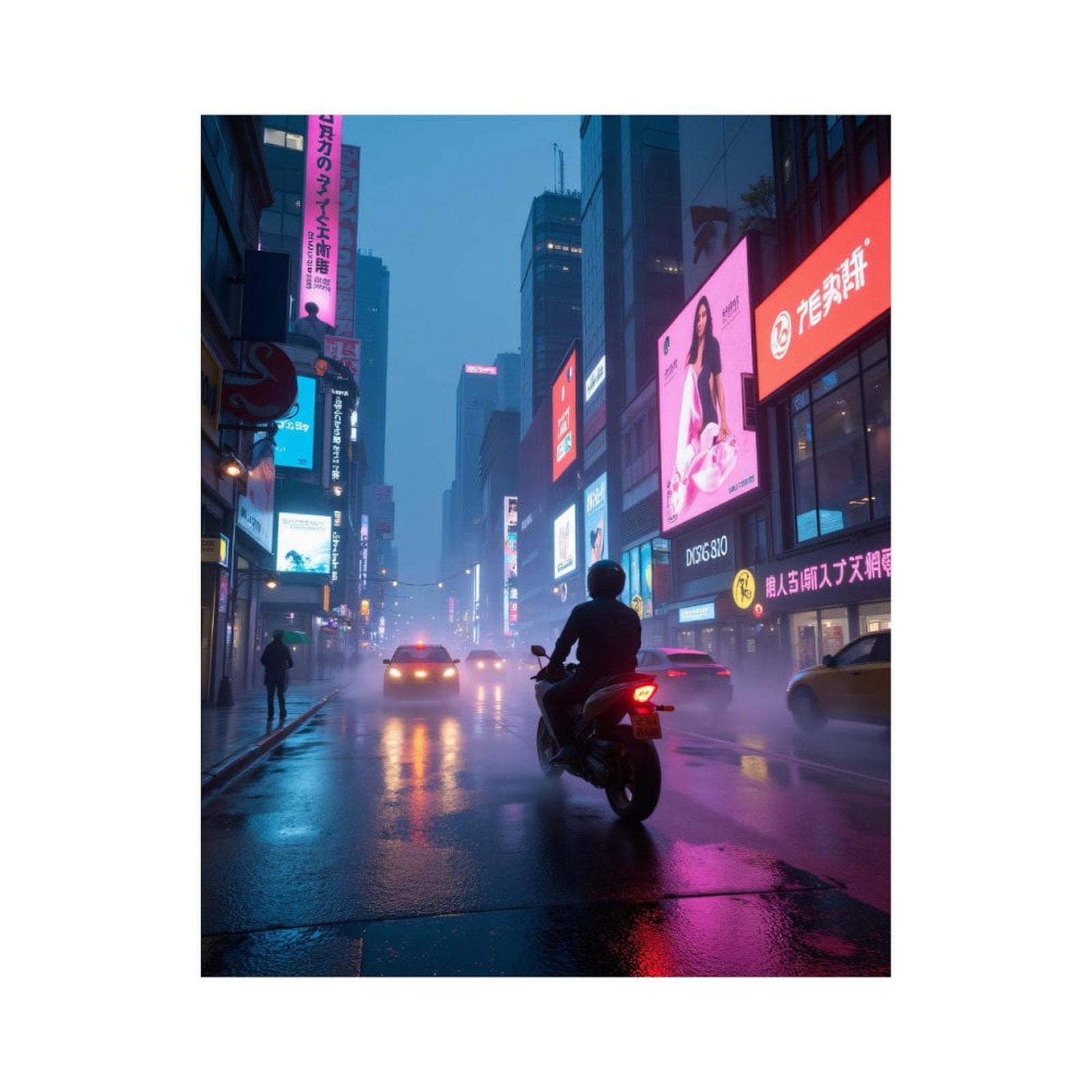 Paint by Numbers Kit for Adults, Urban Night Motorcycle Neon Streets ...