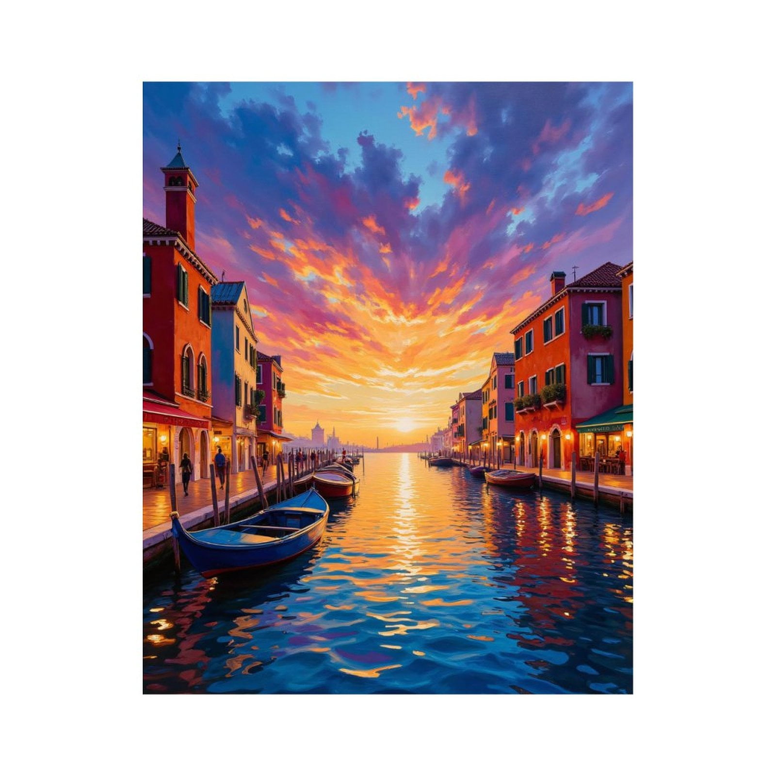 Paint by Numbers Kit for Adults, Venice Canal Sunset Reflection Boats Paint by Numbers, Easy ...