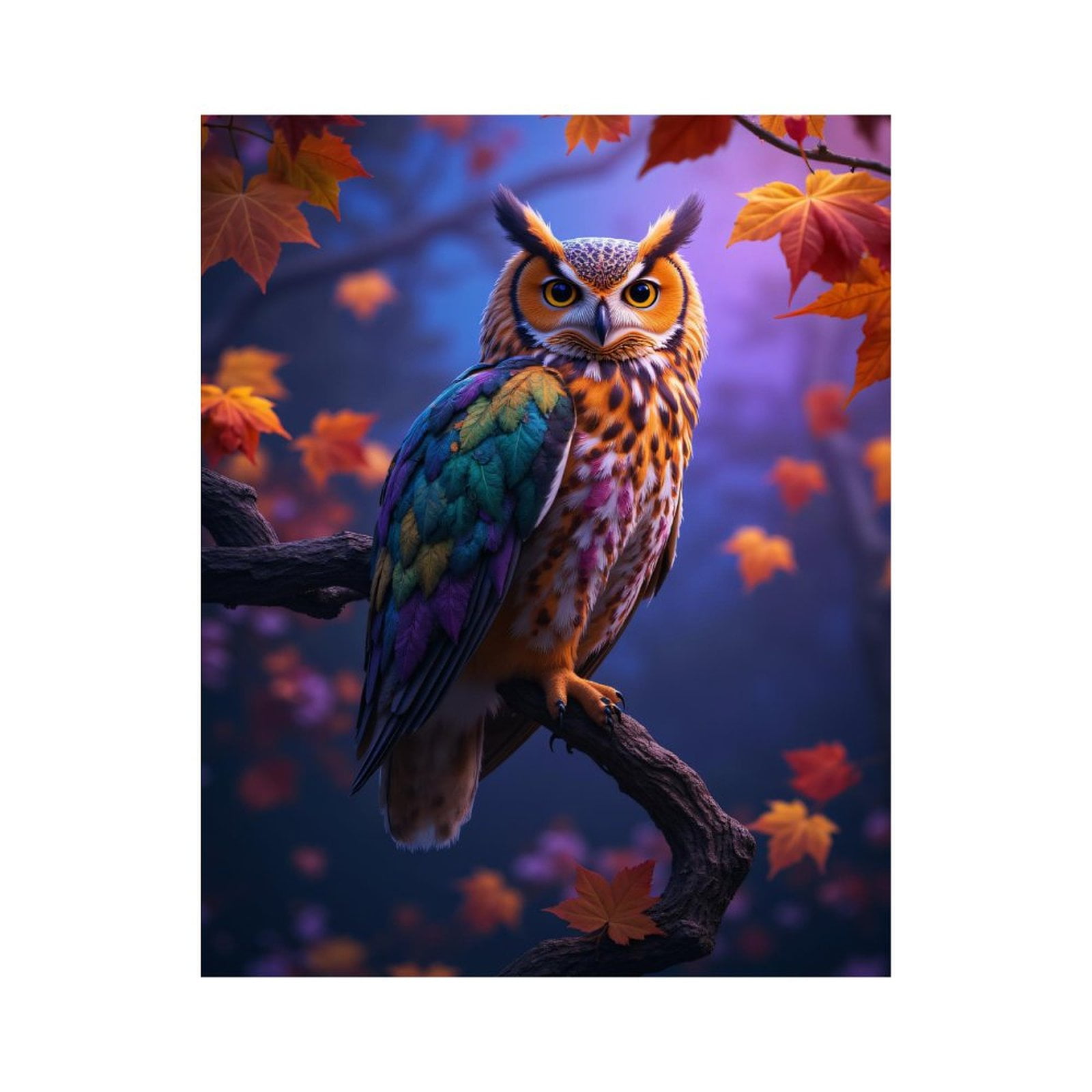 Paint by Numbers Kit for Adults, Vibrant Autumn Owl Forest Scene Paint ...