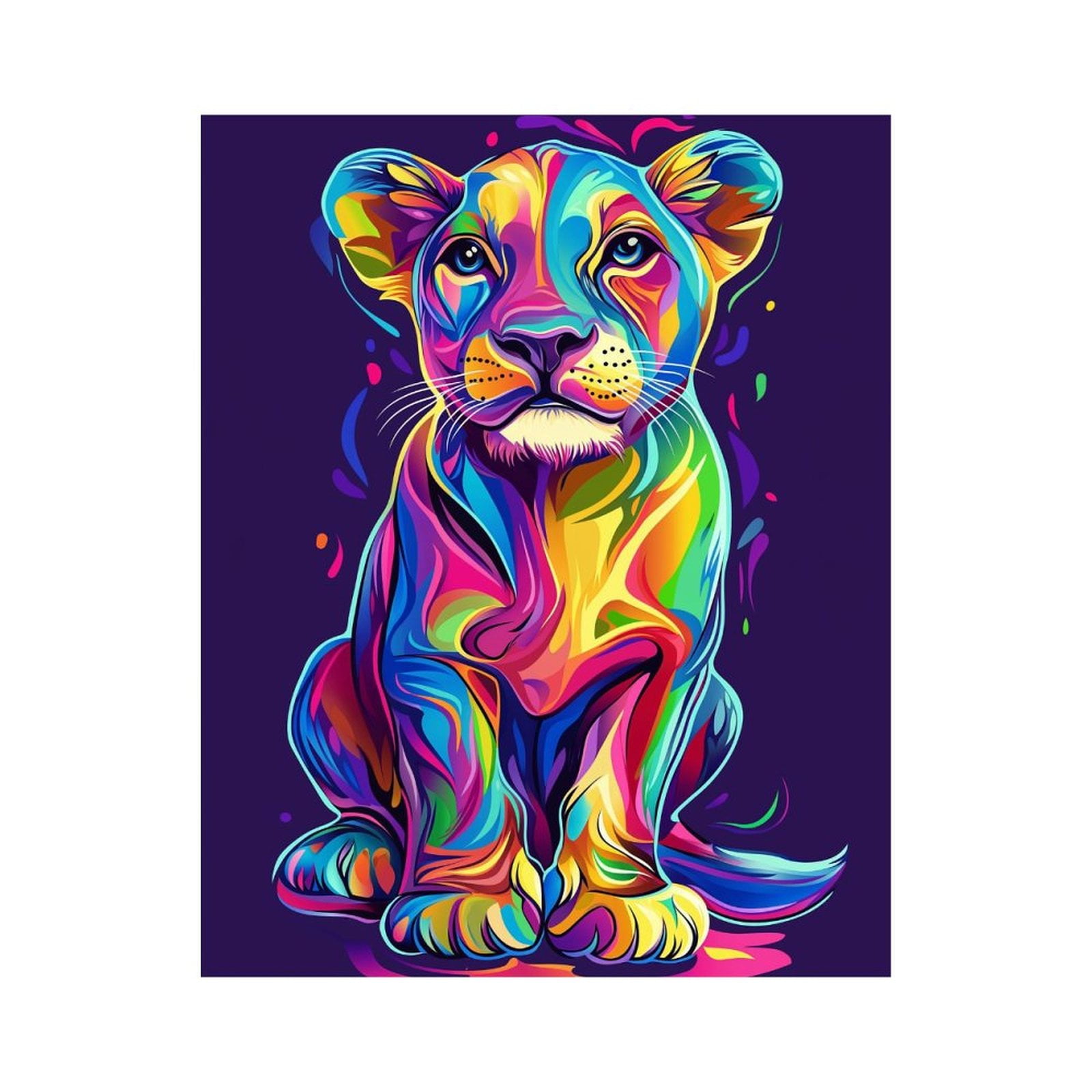 Paint by Numbers Kit for Adults, Vibrant Colorful Lion Cub Art Paint by ...