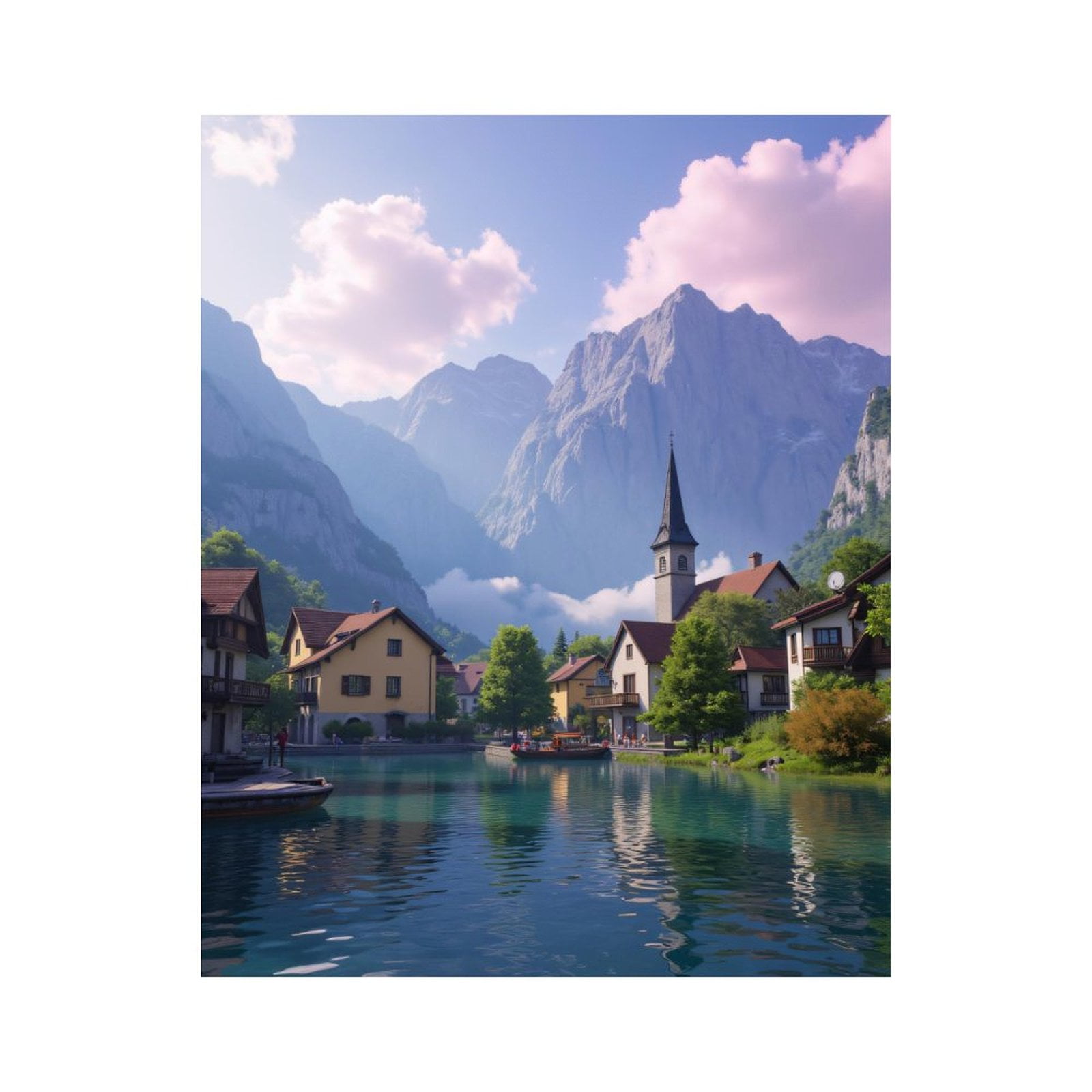 Paint by Numbers Kit for Adults, Village Lake Mountain Scenery Paint by ...