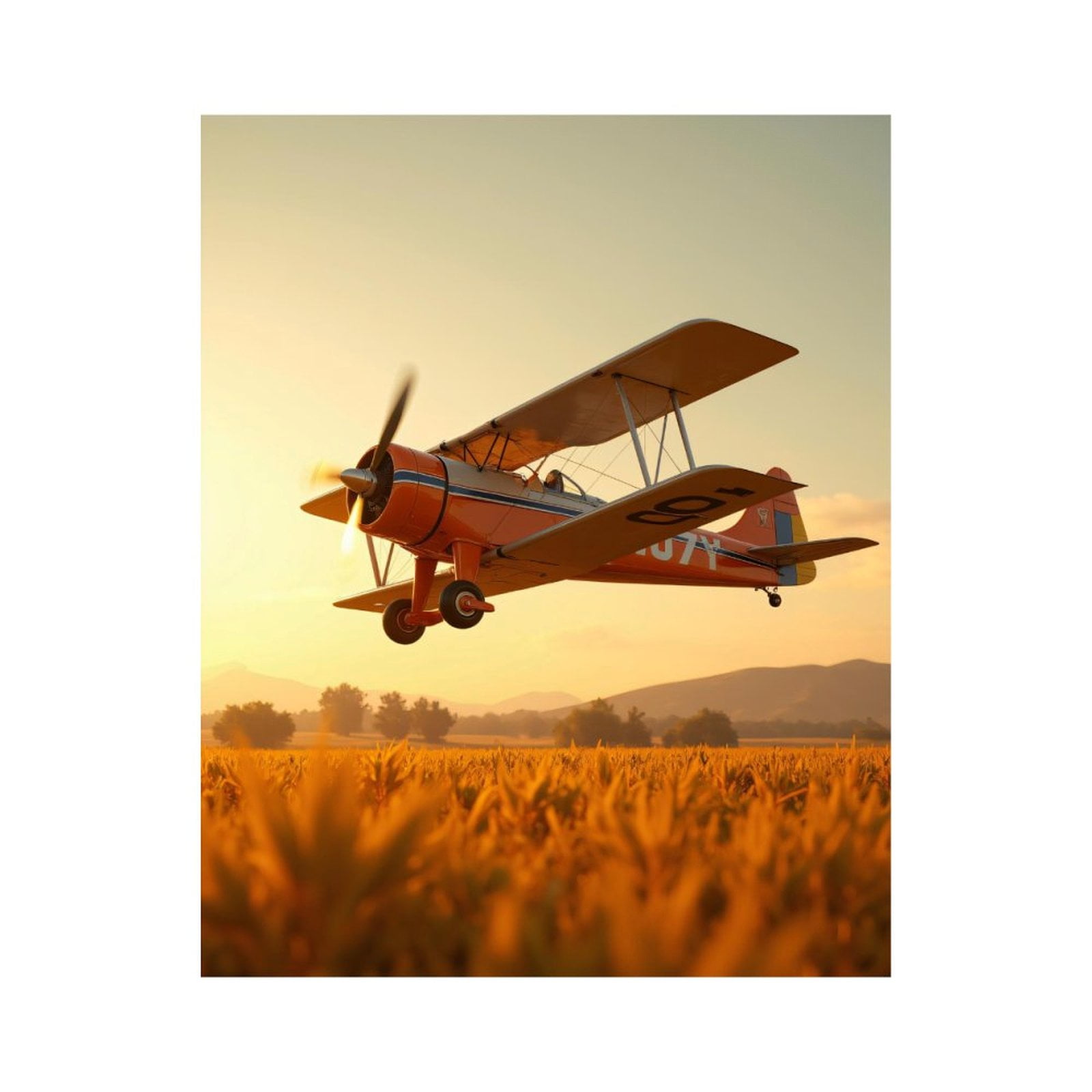 Paint by Numbers Kit for Adults, Vintage Biplane Sunset Flight Paint by ...