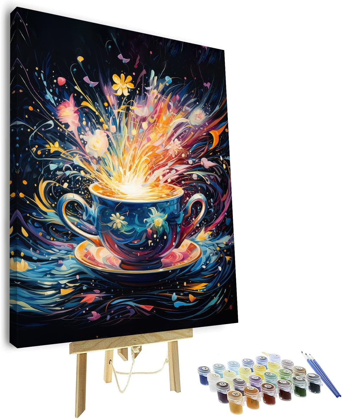 Paint by Numbers Kit for Adults - Vintage Books & Colorful Wildflowers ...