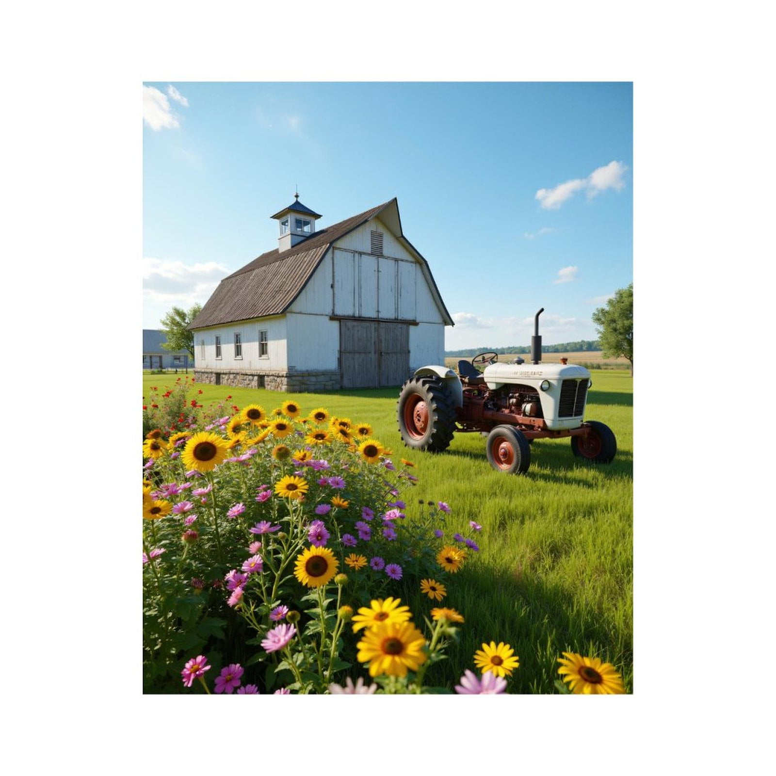 Paint by Numbers Kit for Adults, Vintage Tractor Farm Flowers Barn ...