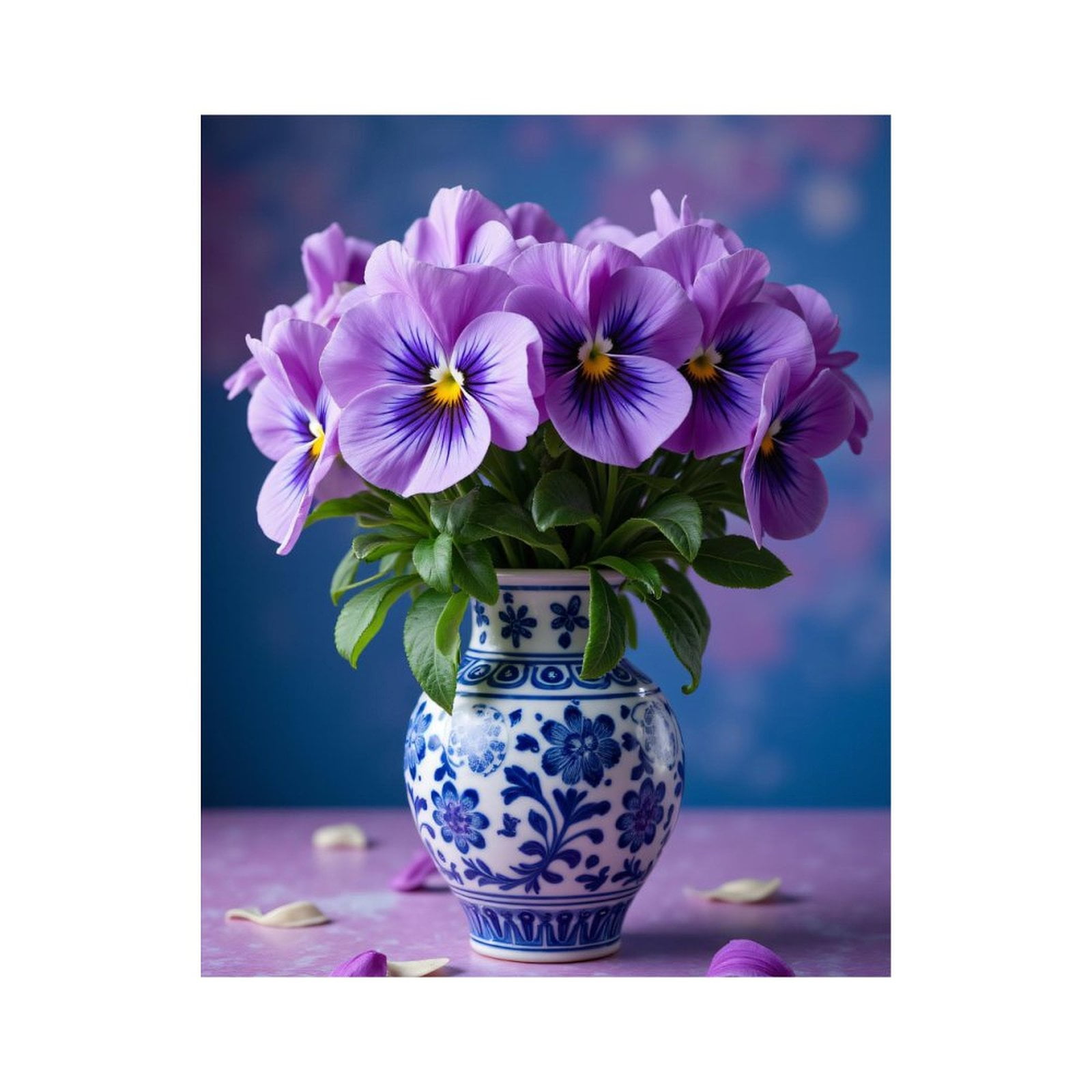 Paint by Numbers Kit for Adults, Violet Pansies Blue Floral Vase Paint ...