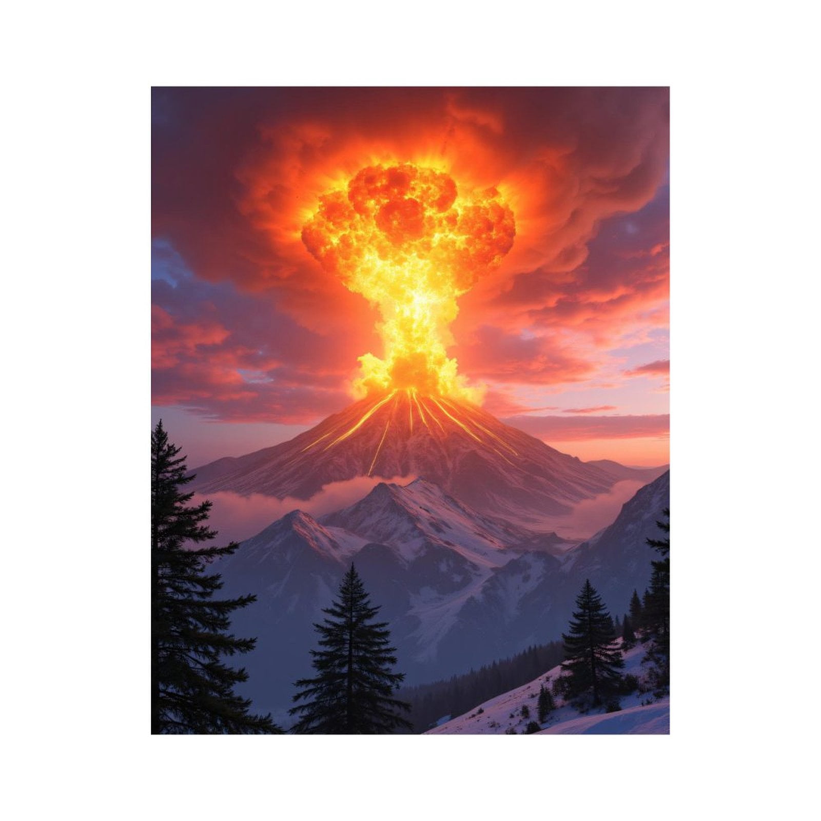 Paint by Numbers Kit for Adults, Volcano Eruption Dramatic Sunset Paint ...