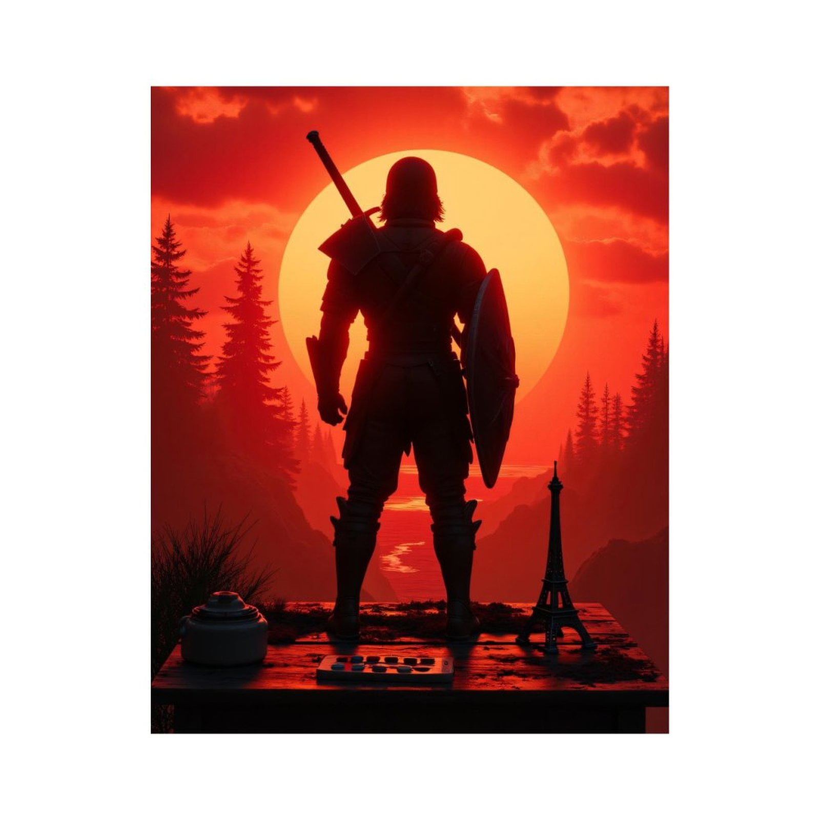 Paint by Numbers Kit for Adults, Warrior Sunset Silhouette Scenic ...