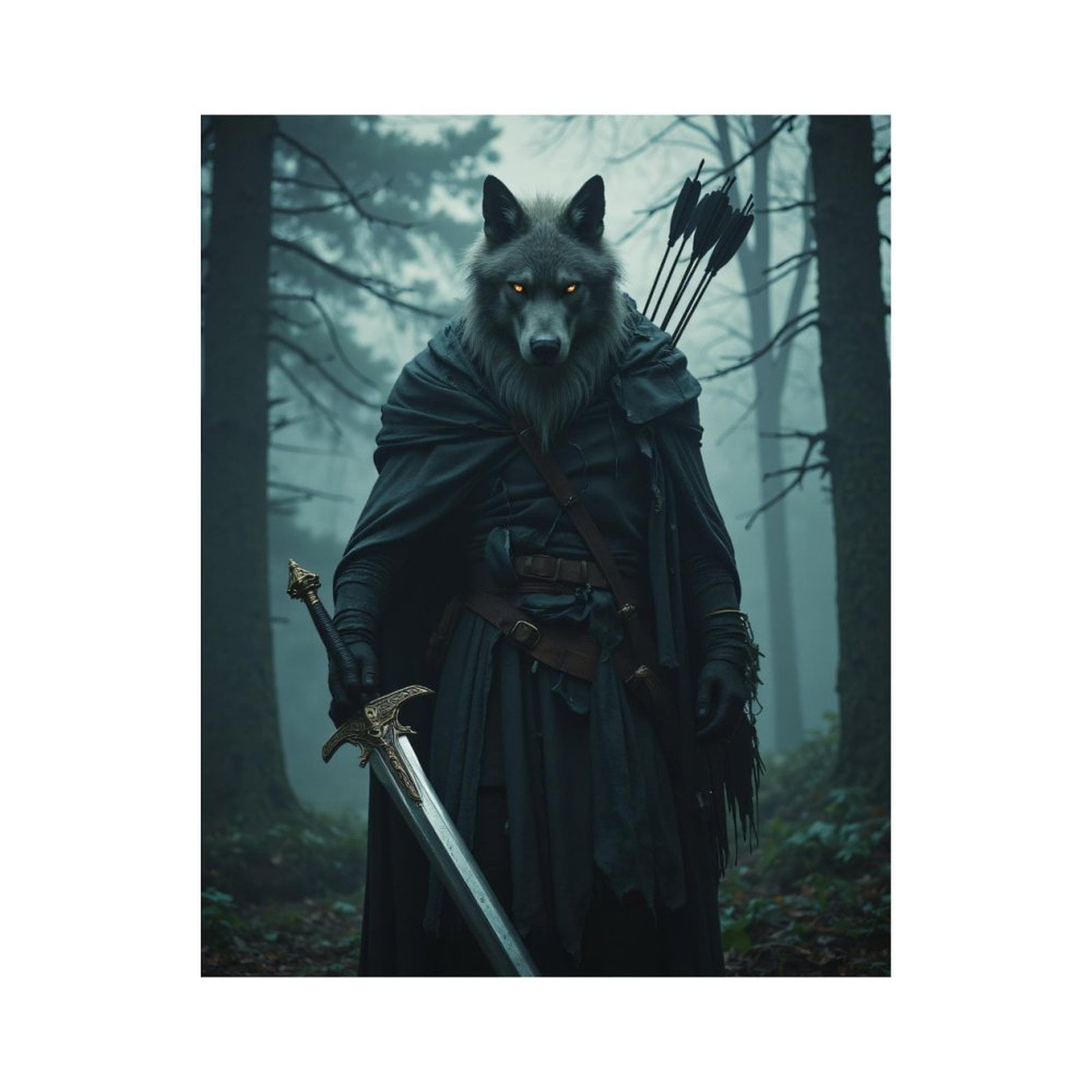 Paint by Numbers Kit for Adults, Warrior Wolf Forest Sword Paint by ...