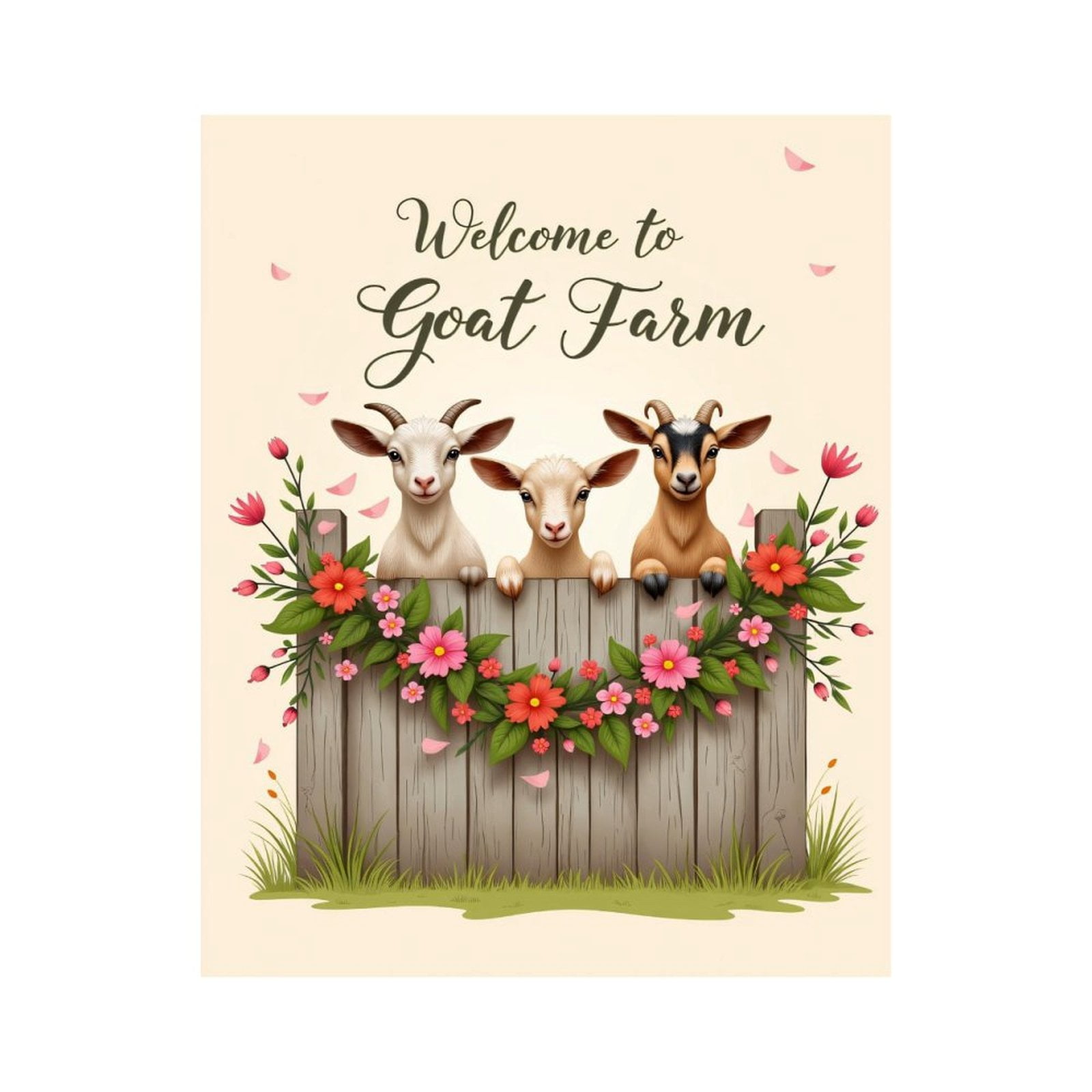 Paint by Numbers Kit for Adults, Welcome To Goat Farm Floral Fence ...