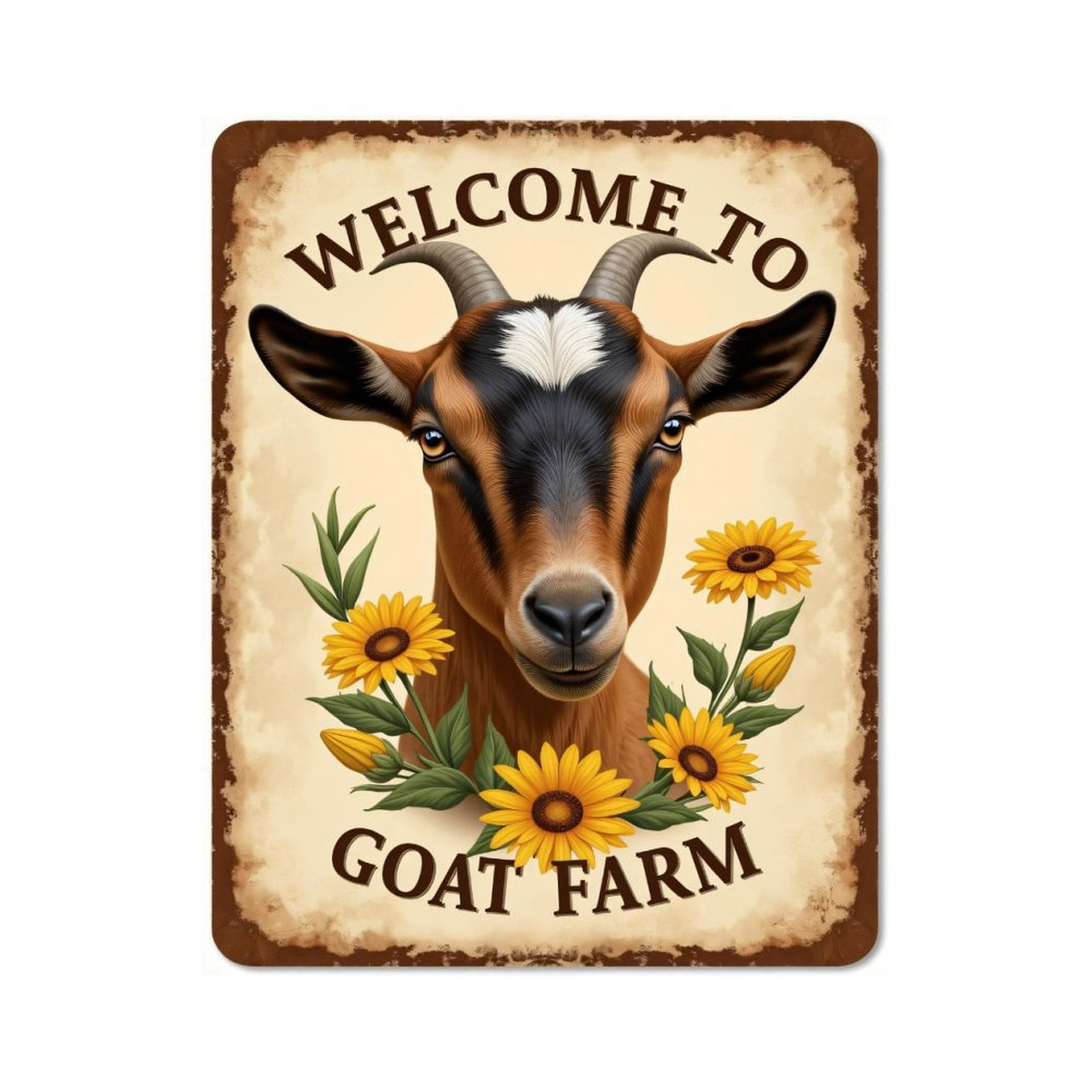 Paint by Numbers Kit for Adults, Welcome Goat Sunflowers Rustic Sign Paint by Numbers, Easy ...