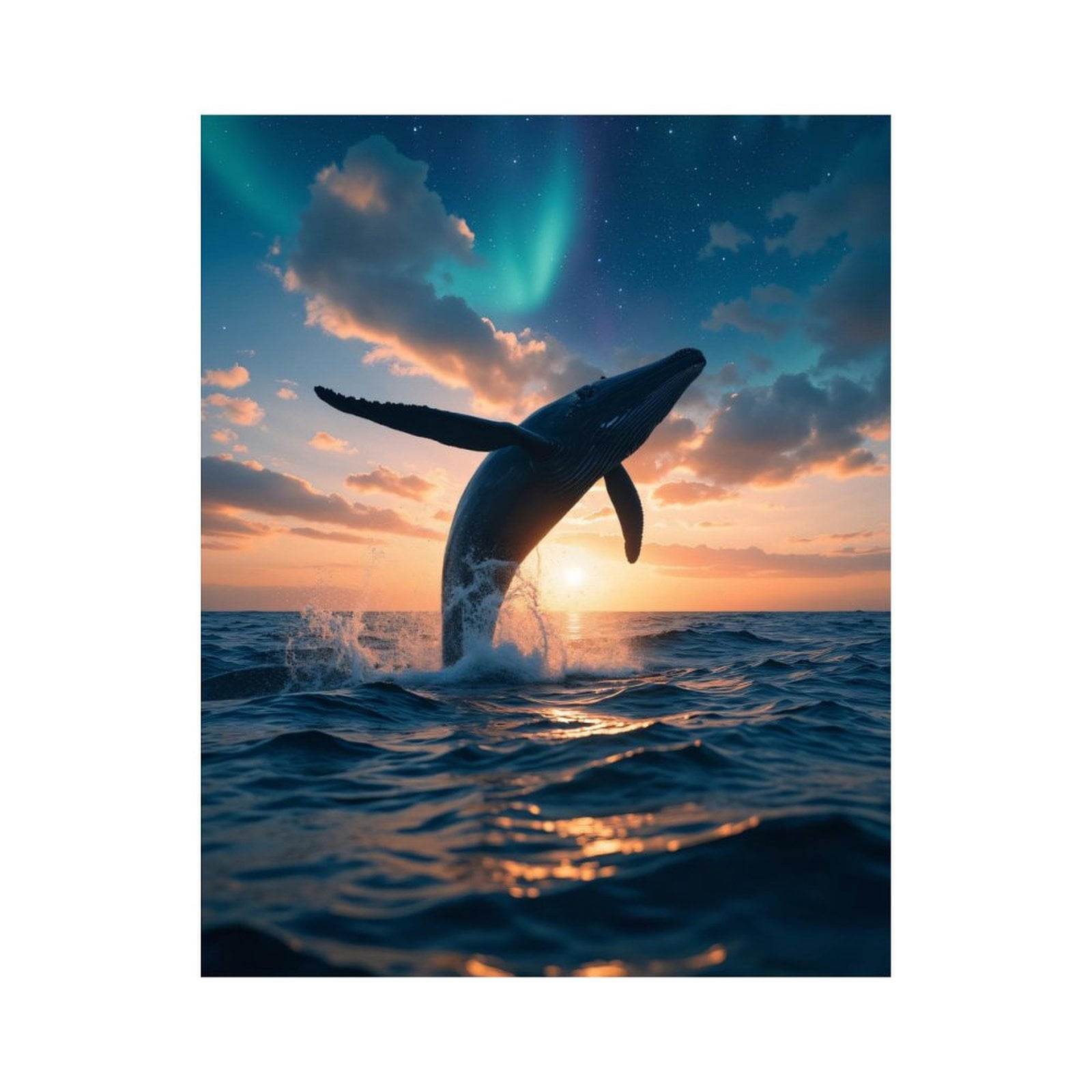 Paint by Numbers Kit for Adults, Whale Breaching Ocean Sunset Aurora ...