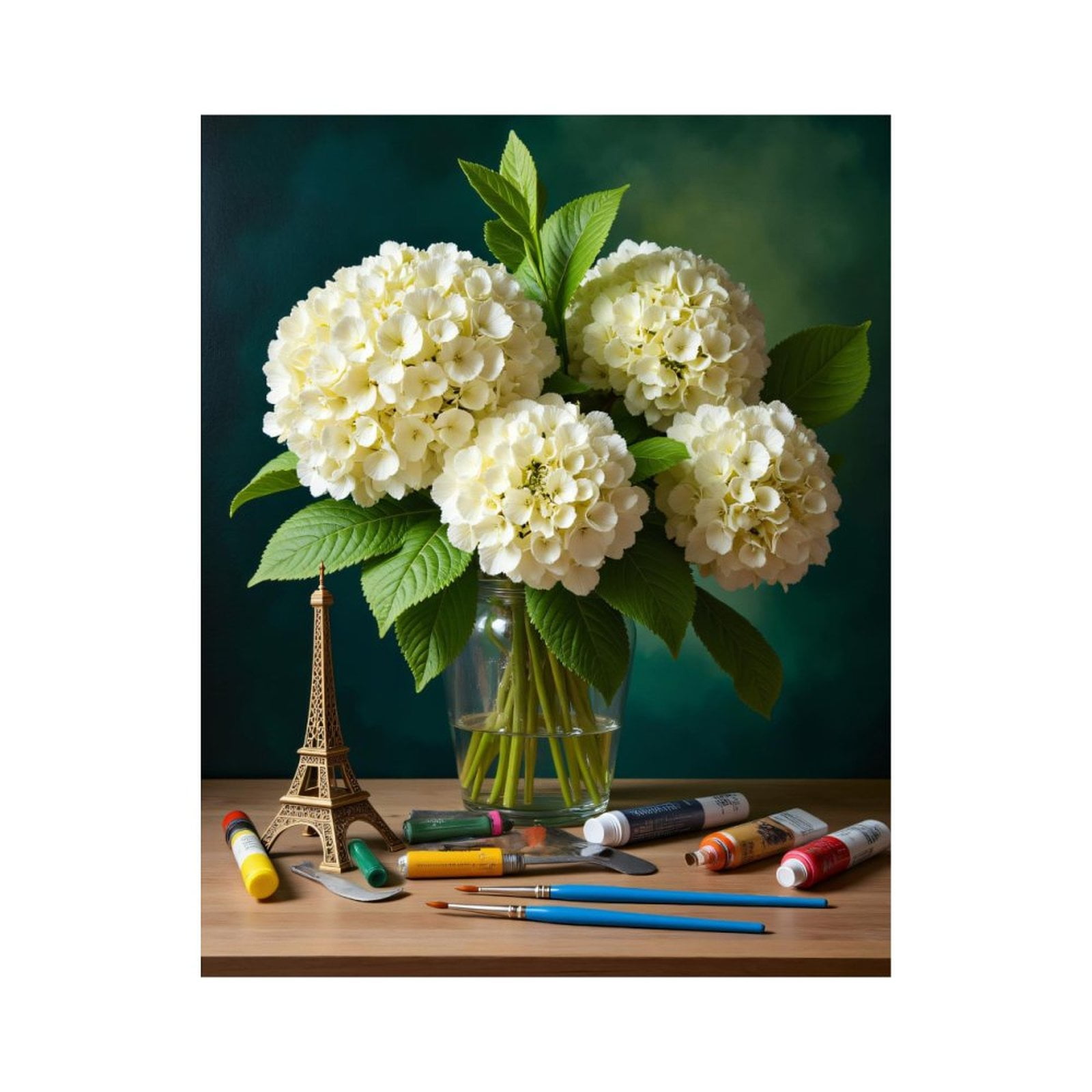 Paint by Numbers Kit for Adults, White Hydrangeas Art Supplies Tower ...