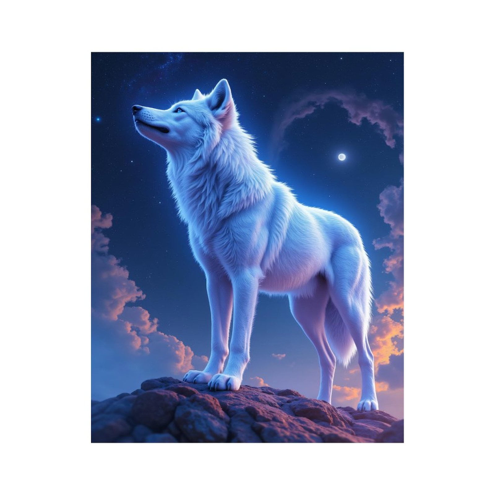 Paint by Numbers Kit for Adults, White Wolf Under Starry Sky Paint by ...