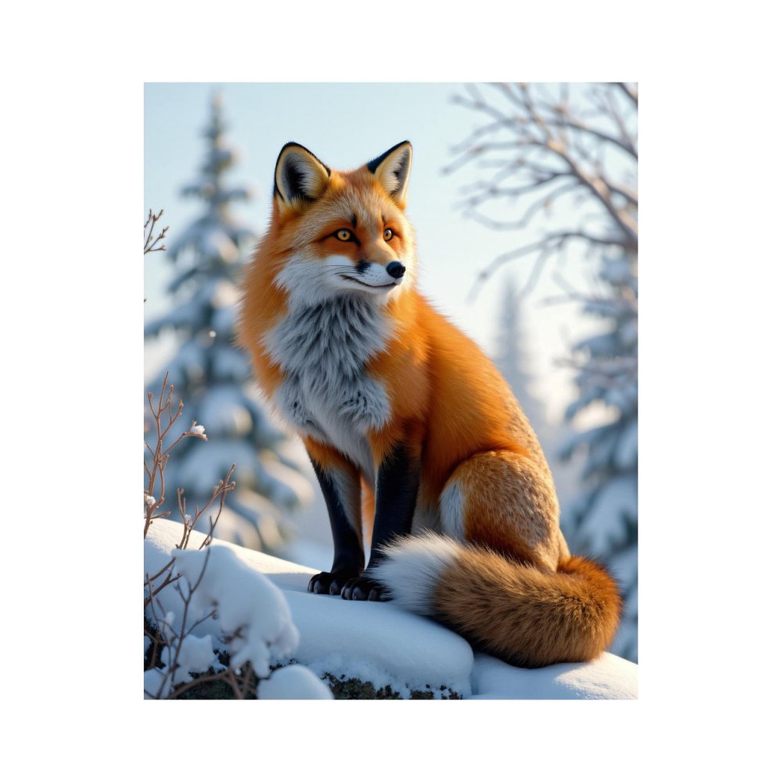 Paint by Numbers Kit for Adults, Winter Fox Snowy Forest Scene Paint by ...