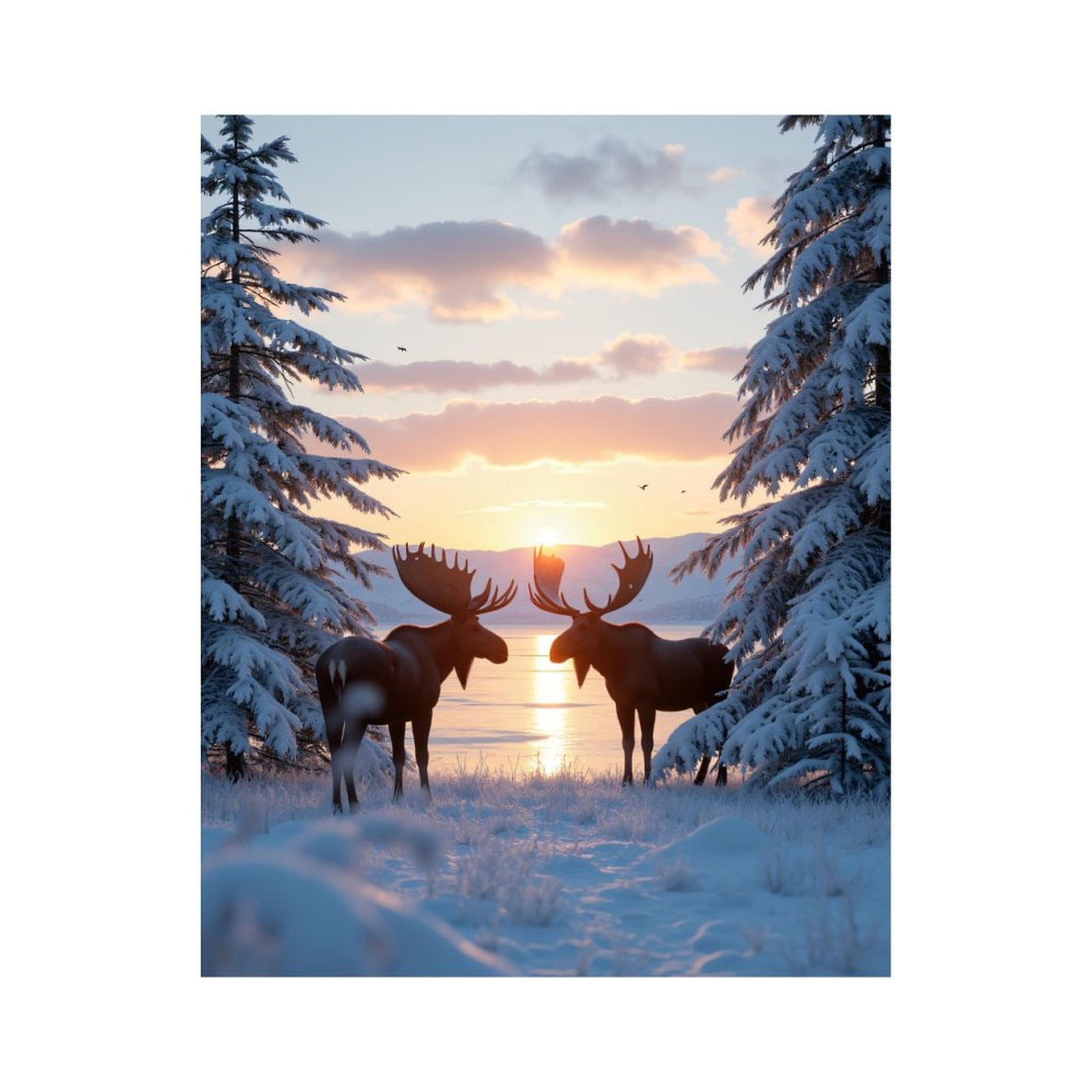 Paint by Numbers Kit for Adults, Winter Sunset Moose Lake Scene Paint ...