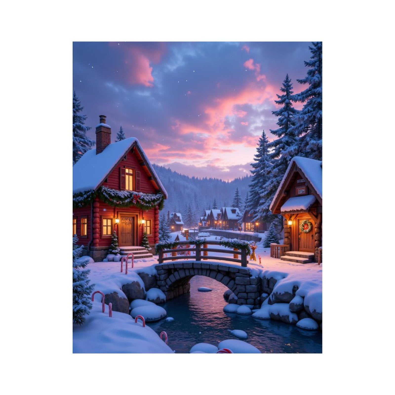 Paint by Numbers Kit for Adults, Winter Village Evening Scene Paint by ...