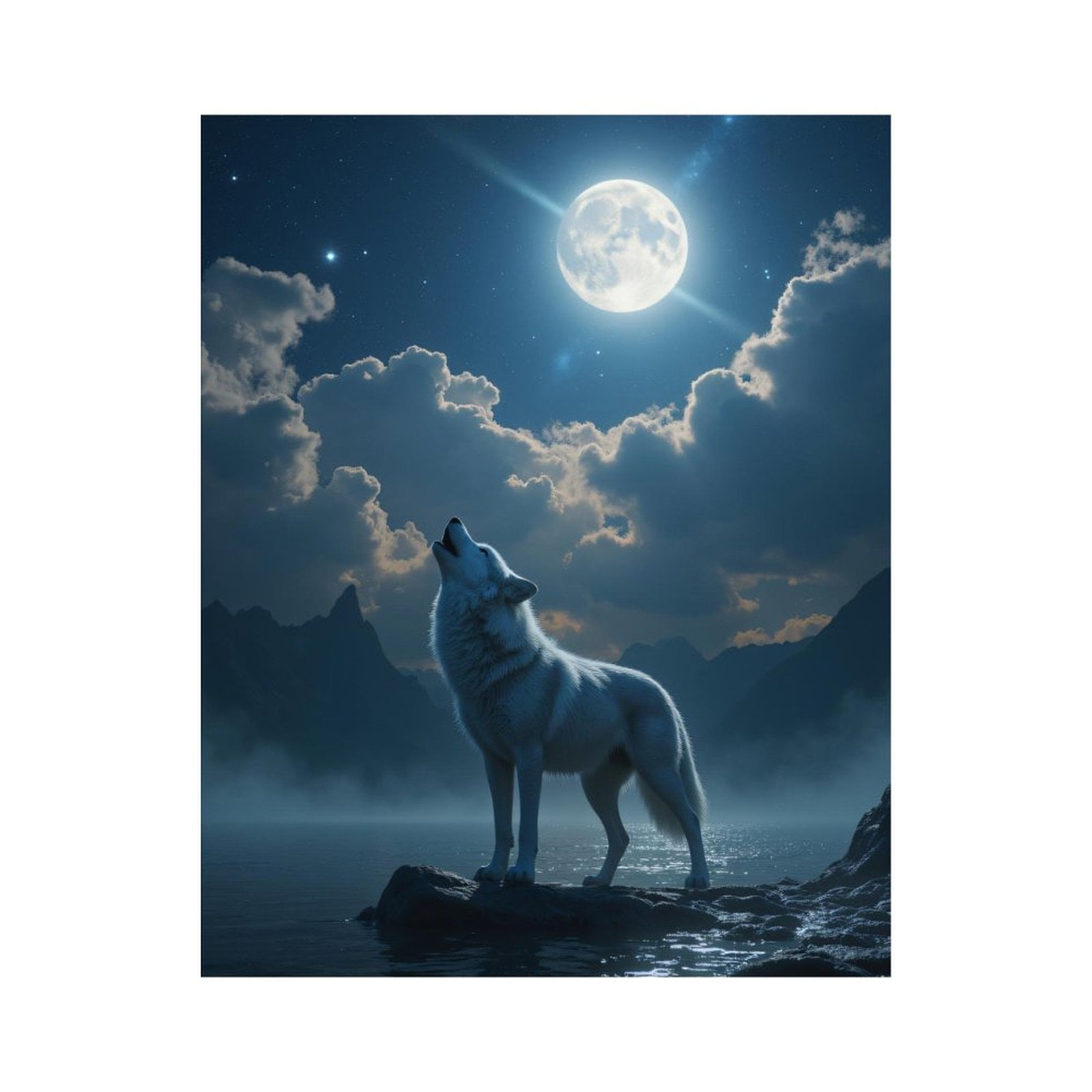 Paint by Numbers Kit for Adults, Wolf Howling Under Full Moon Paint by ...