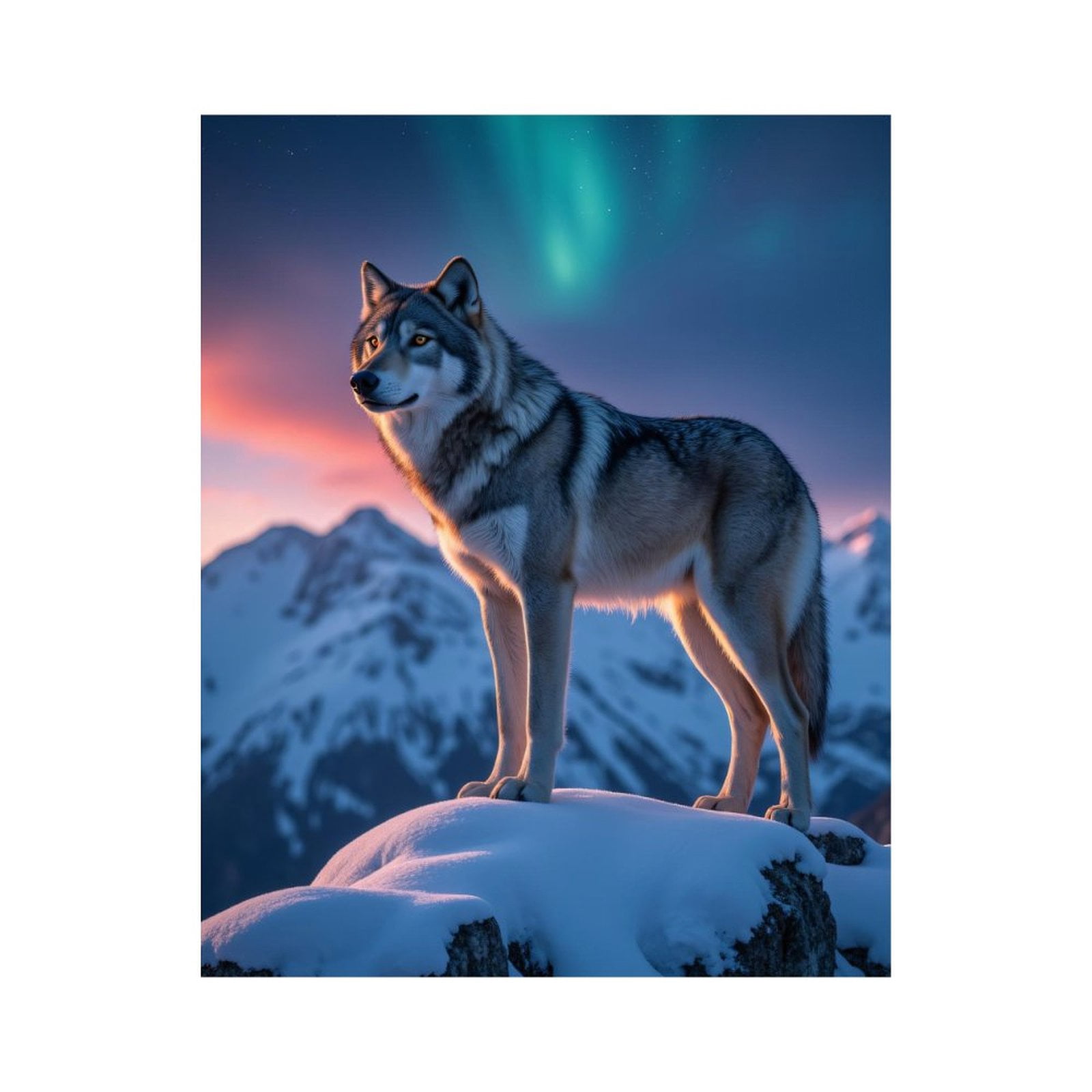 Paint by Numbers Kit for Adults, Wolf Majestic Aurora Snowy Peaks Paint ...