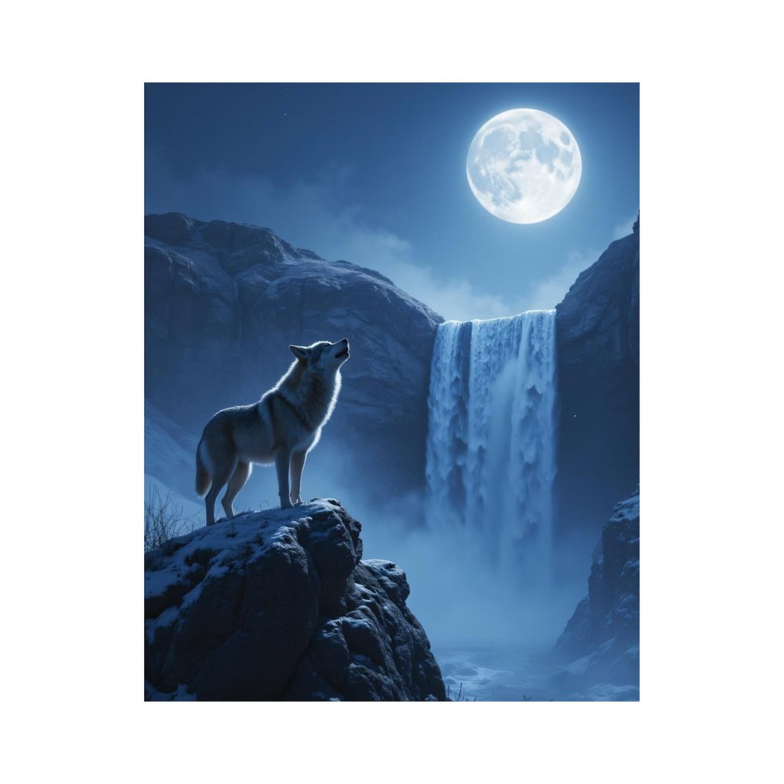 Paint by Numbers Kit for Adults, Wolf Moon Waterfall Night Paint by ...