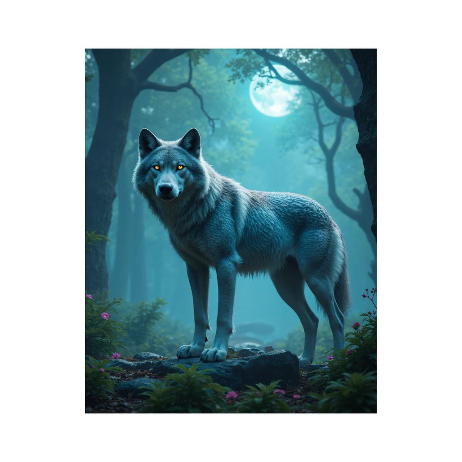 Paint by Numbers Kit for Adults, Wolf Moonlit Forest Scene Paint by ...