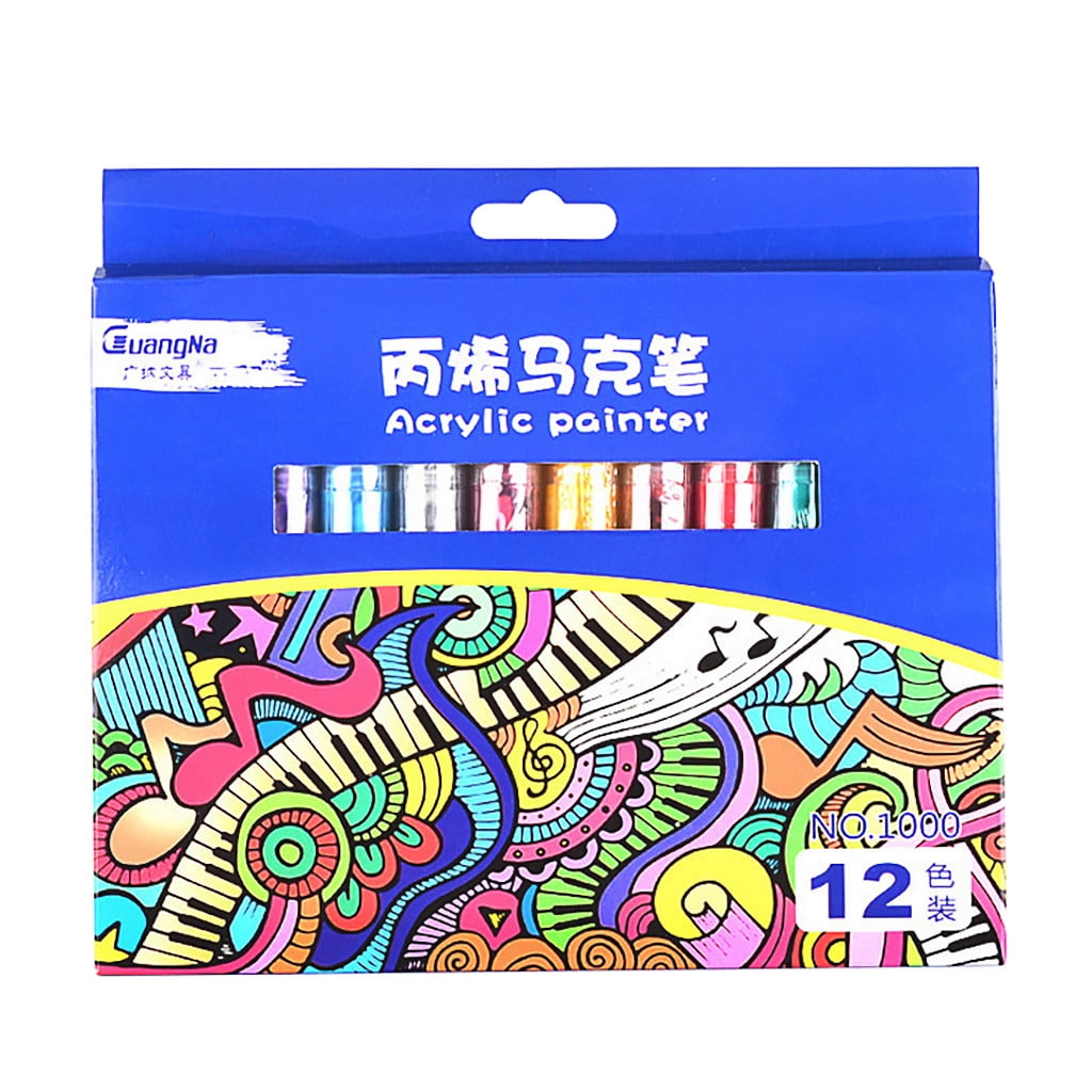 Paint Pen, Tyeign Hook Pen Watercolor Pen Pen 12 Color Doodle Marker ...