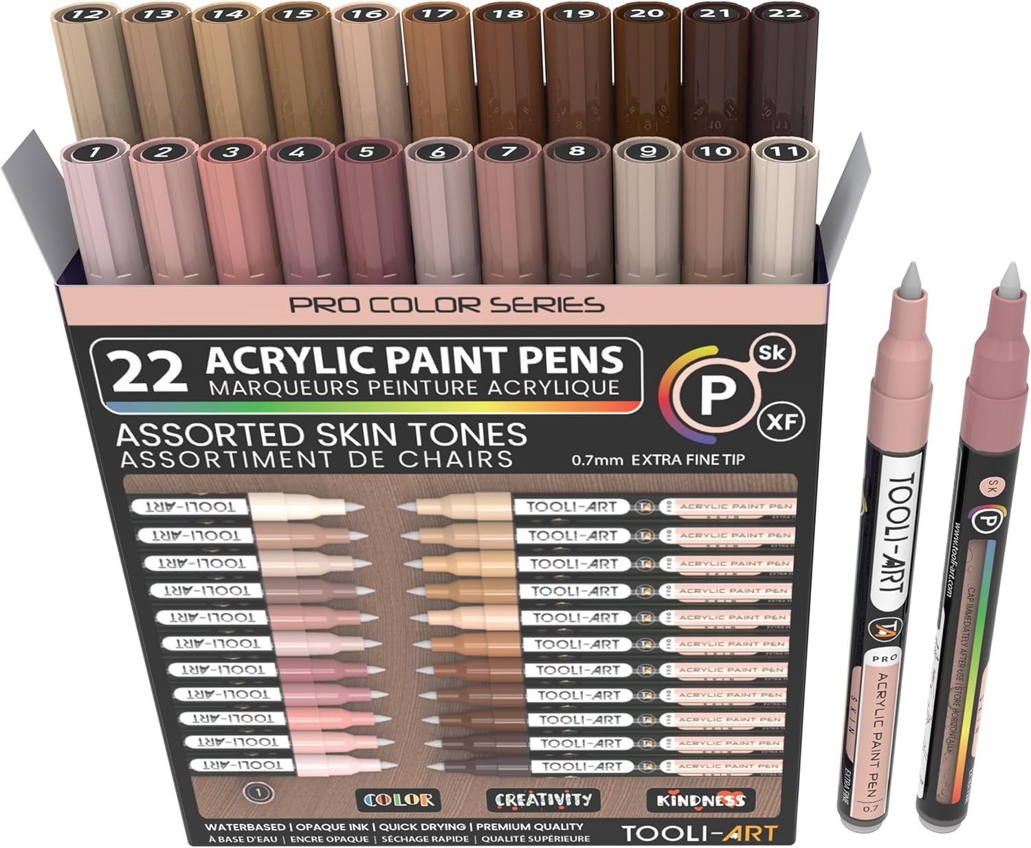 Paint Pens 22 Skin Tones Assorted Pro Color Series Markers Set 0.7mm ...