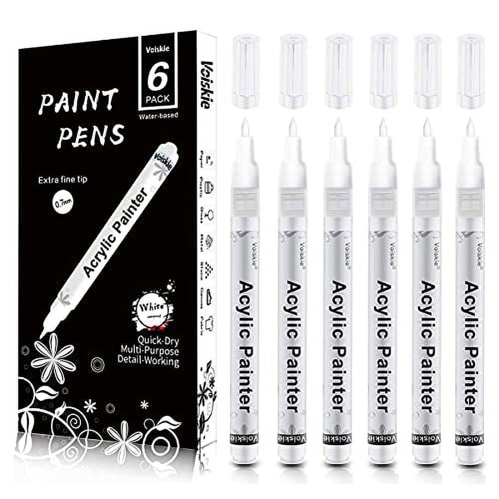 Paint Pens White Marker 6 Pack,0.7mm Acrylic White Permanent Marker ...