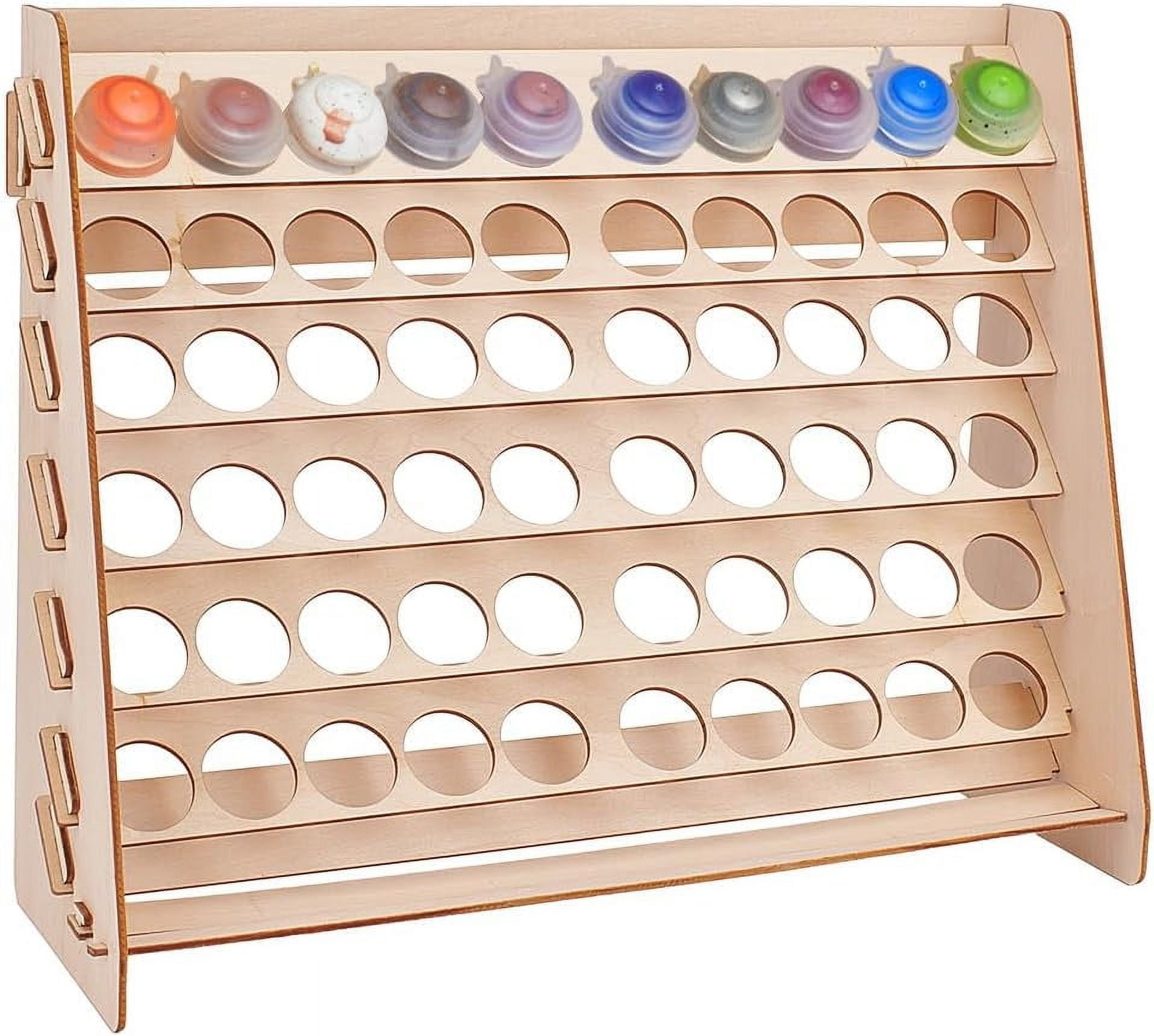 Paint Rack Organizer 72 Holes Wooden Paint Storage Organizer Stand ...