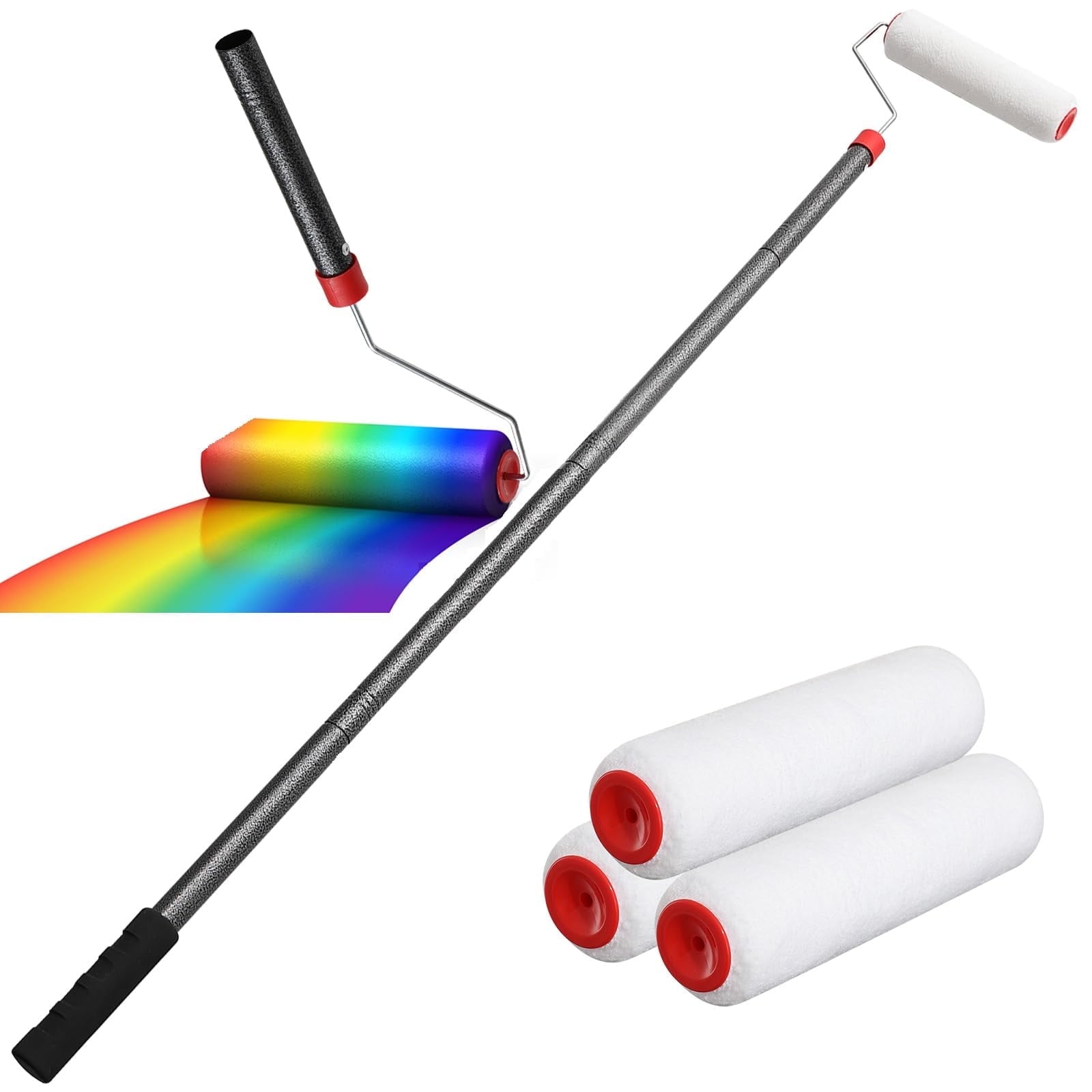 AEASKIEY Paint Roller Extension Poles 4 FT Paint Roller kit with Brush ...