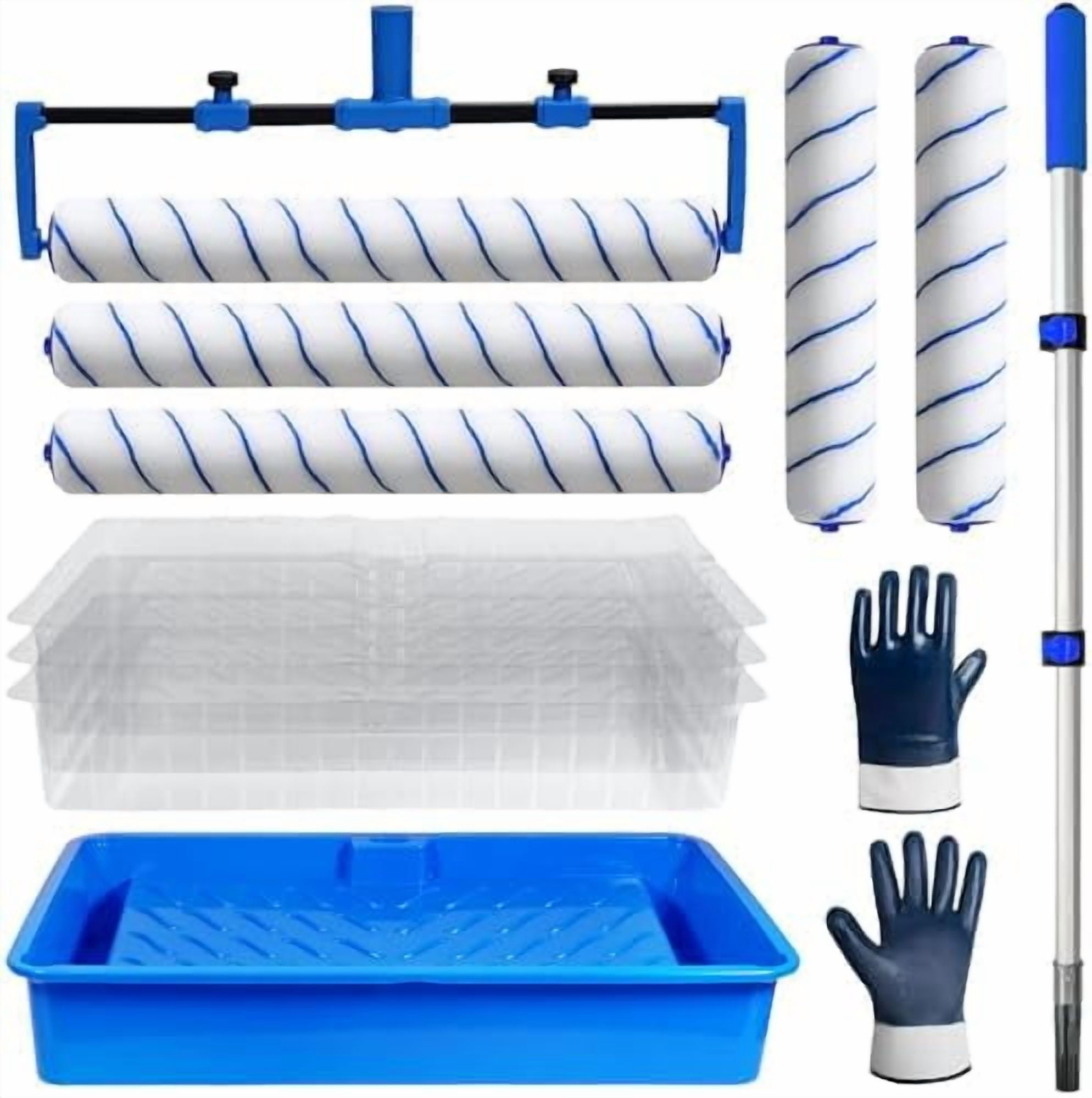 Paint Roller Kit, 12PCS Painting Set, 18 inch Paint Rollers Disposable ...