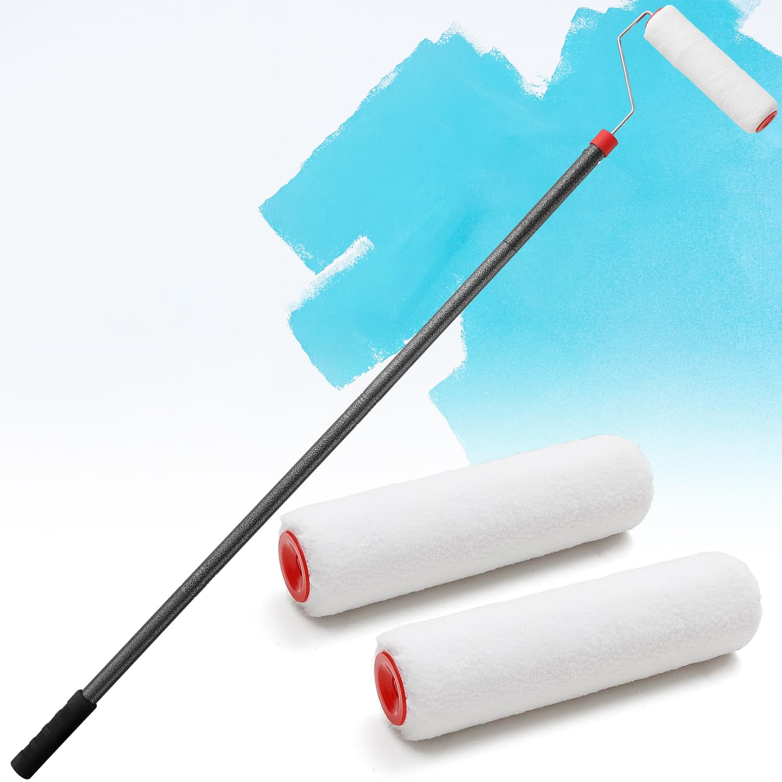 Paint Roller Kit 4ft, Paint Roller Extension Poles with Brush Stainless ...