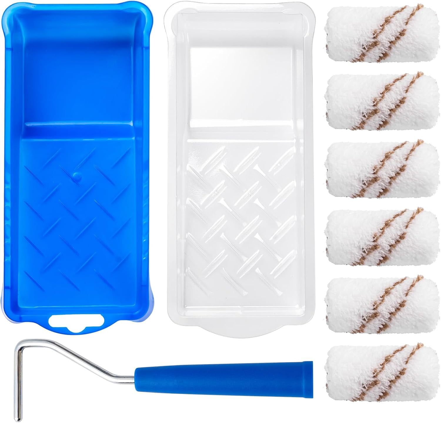 Paint Roller Kit, 9 Pack, 2 Inch Microfiber Paint Roller Covers, Small Paint Rollers with Tray ...