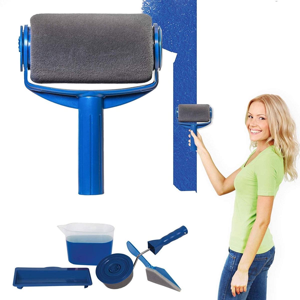 Paint Roller Kit, All-in-One Interior & Exterior Efficient Painting Set ...