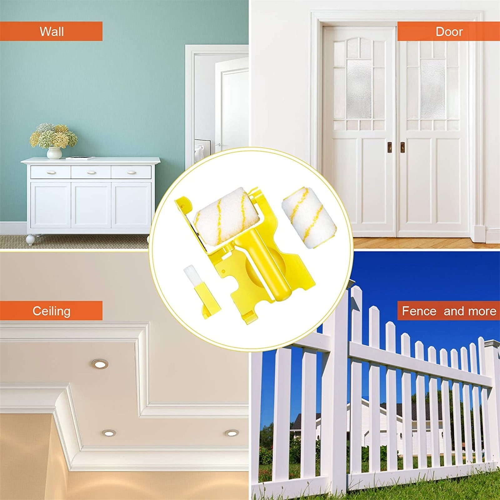 Paint Roller Kit with Edge Brushes | 5-Piece Professional Wall Painting ...