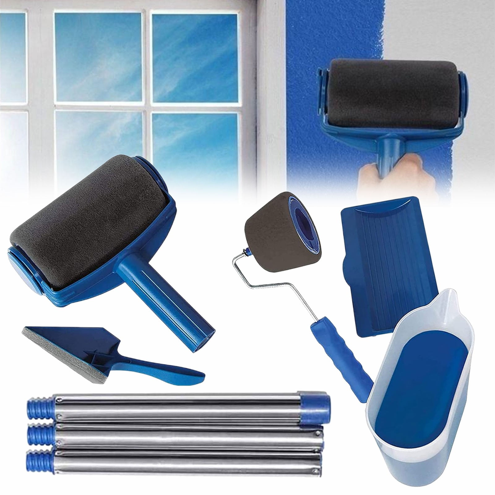 Paint Roller Set (Wall Painting Kit, Flocked Roller), Reusable Paint ...