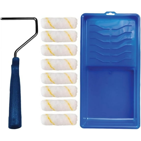 Paint Roller Tool Kit - 10 Piece Painting Set - Mini Plastic Paint Tray ...