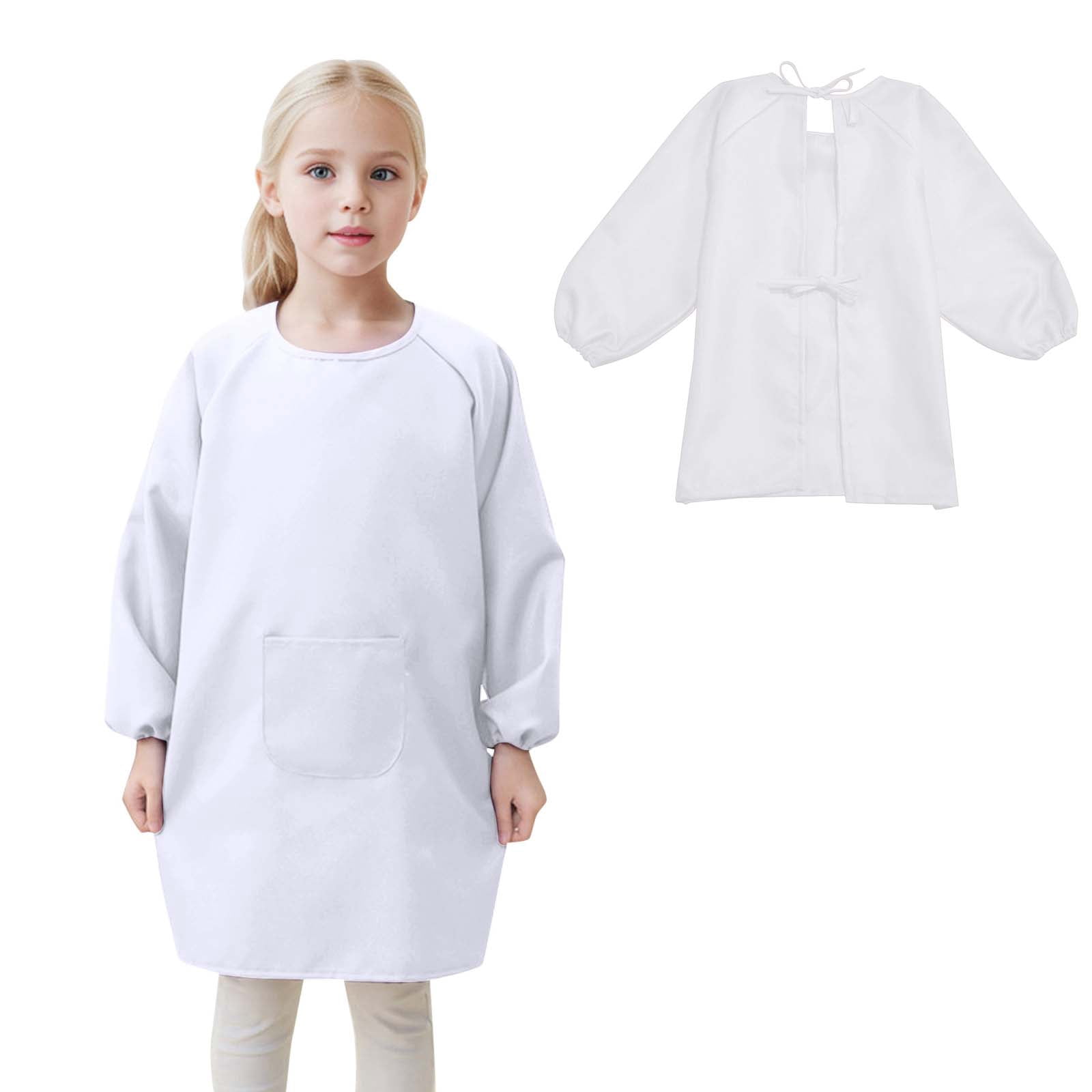 Paint Smock Apron for Painting Long Sleeve White Smock With One Pocket ...