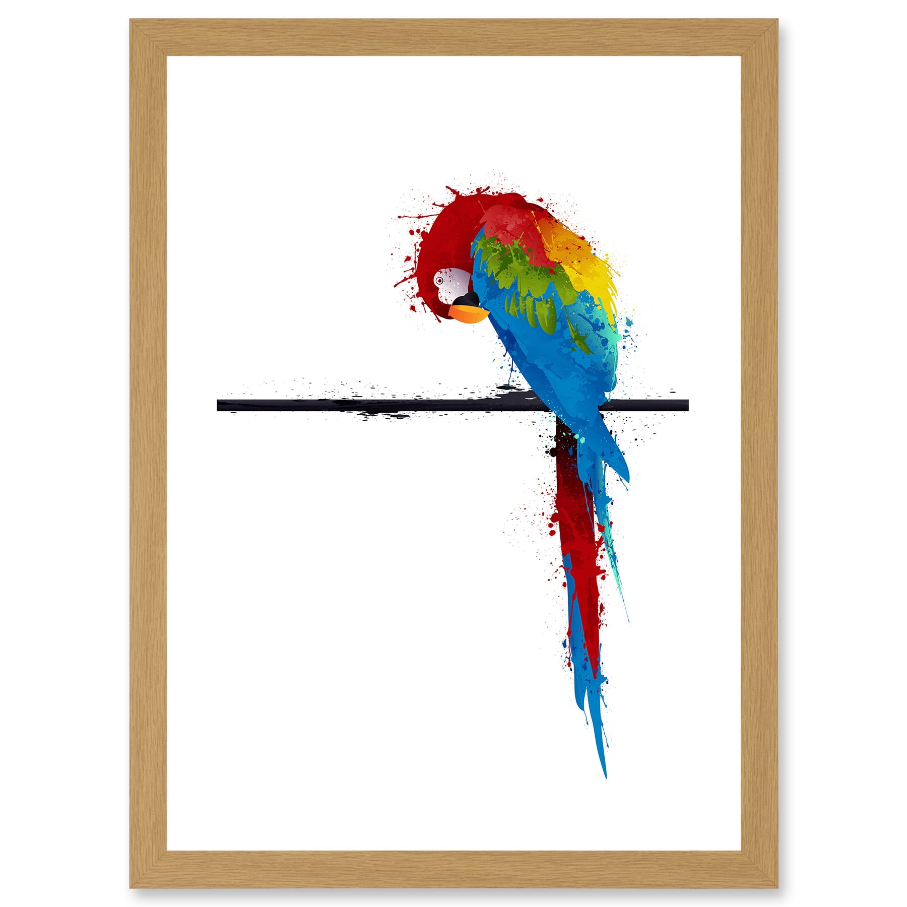 Paint Splat Parrot Bird Nature A4 Artwork Framed Wall Art Print ...