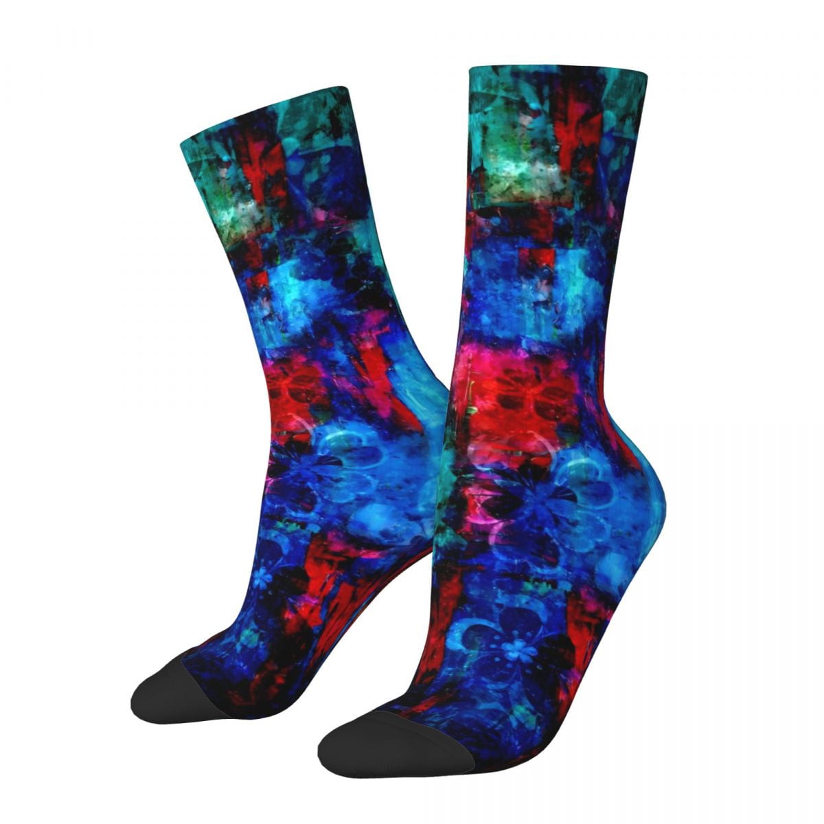 Paint Splatter Artistic Socks Autumn Blue And Black Stockings Leisure ...