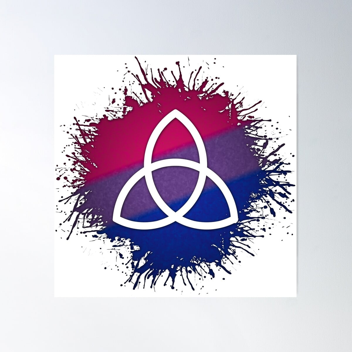 Paint Splatter Bisexual Pride Flag Triquetra Symbol Poster Wall Art ...