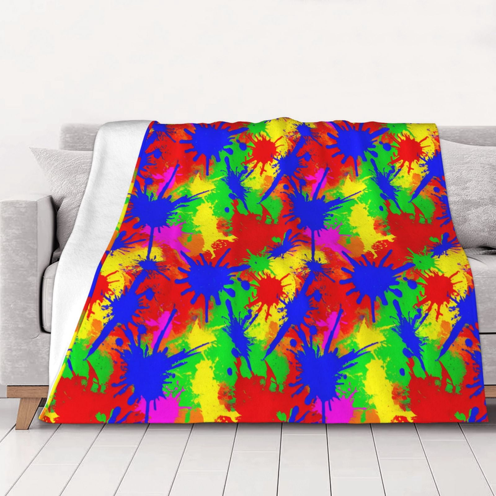 Paint Splatter Grunge Throws Blanket Fleece Soft Cozy Warm Plush for ...