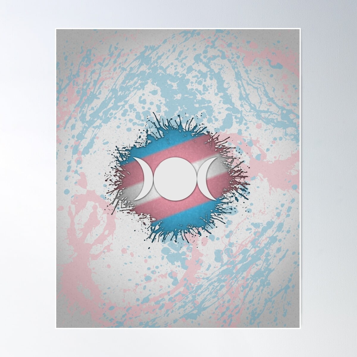 Paint Splatter Transgender Pride Flag Triple Goddess Moon Poster Wall ...