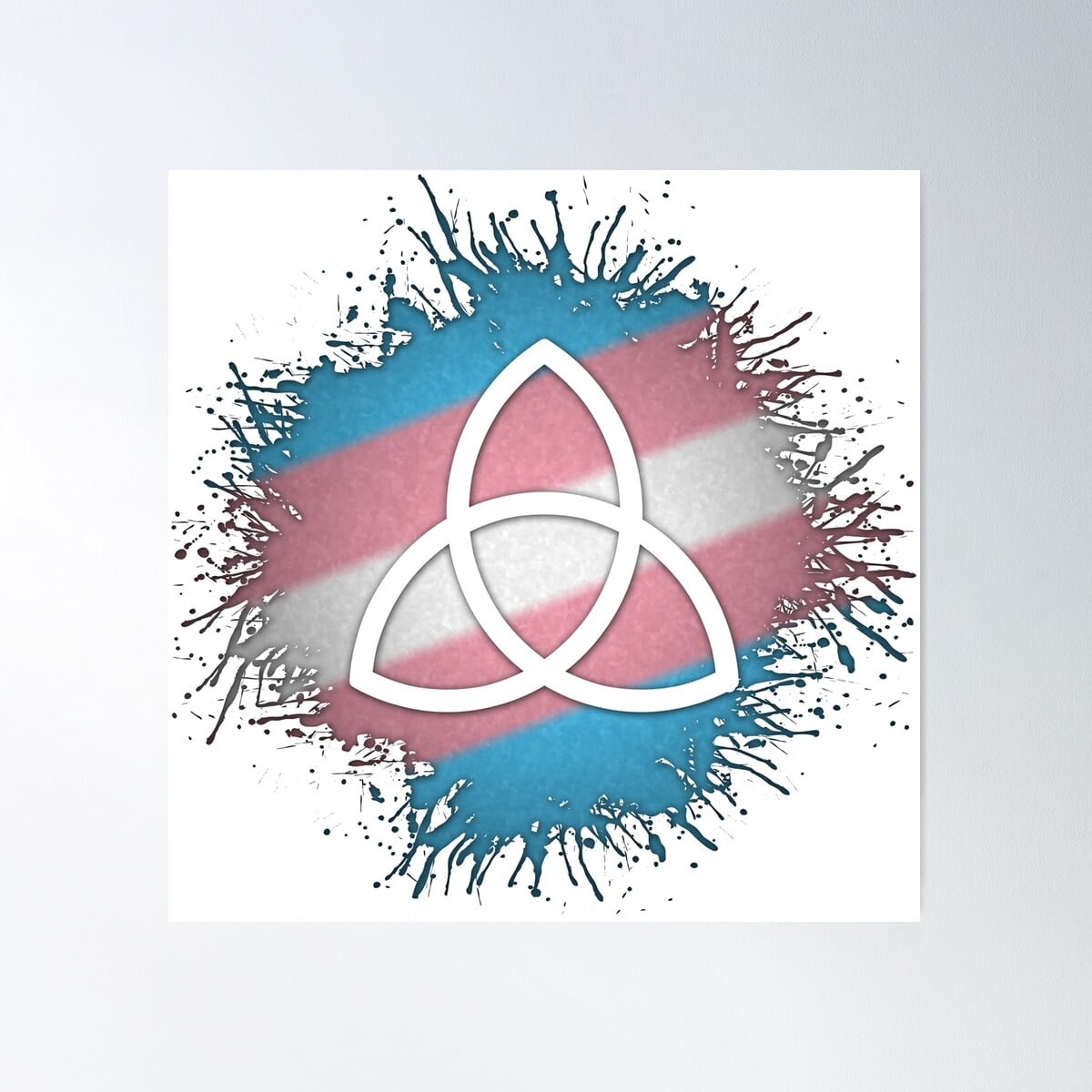 Paint Splatter Transgender Pride Flag Triquetra Symbol Poster Wall Art ...