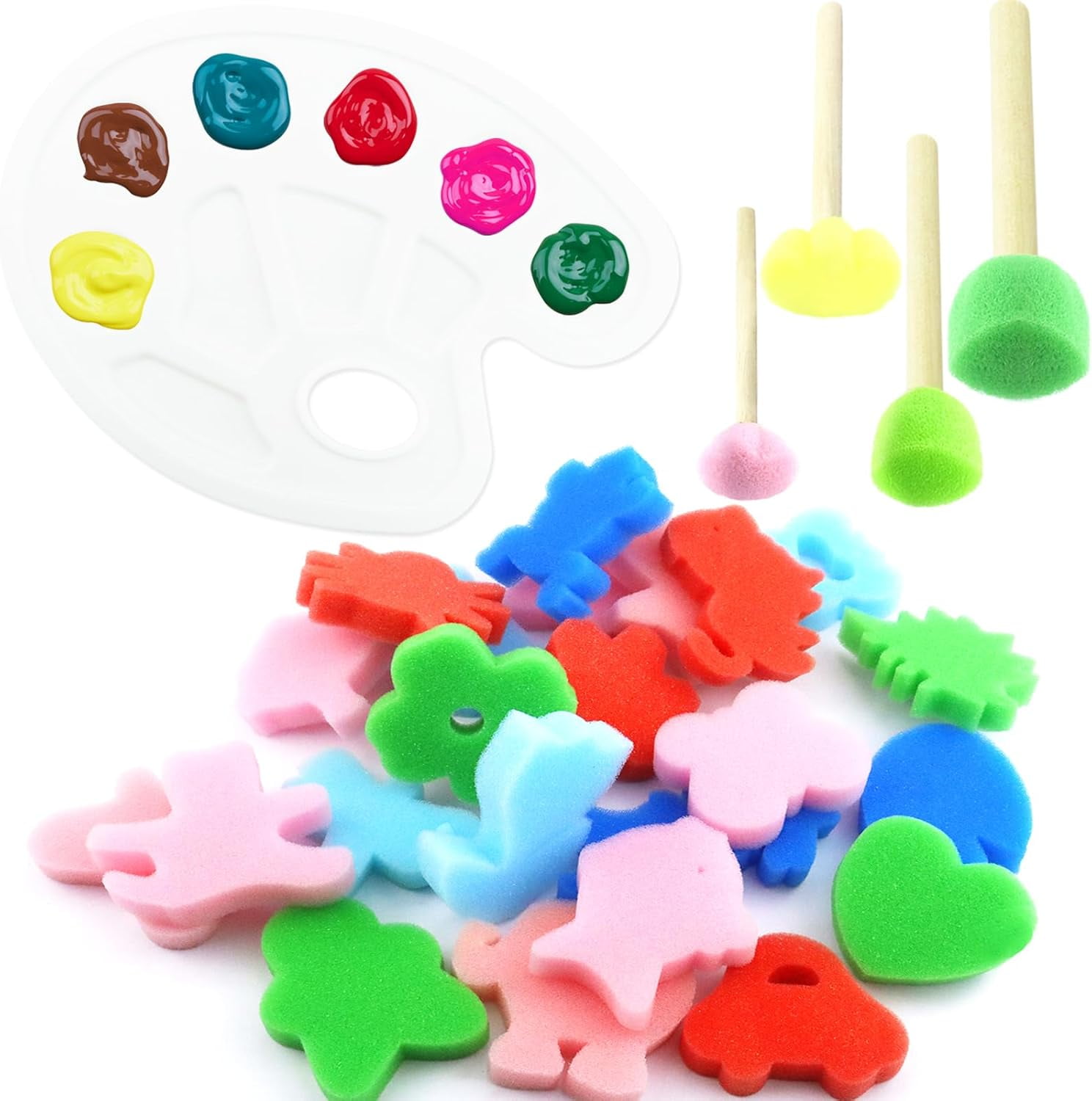 Paint Sponge for Kids, Stamps Foam Brushes for Early Learning Toddlers ...
