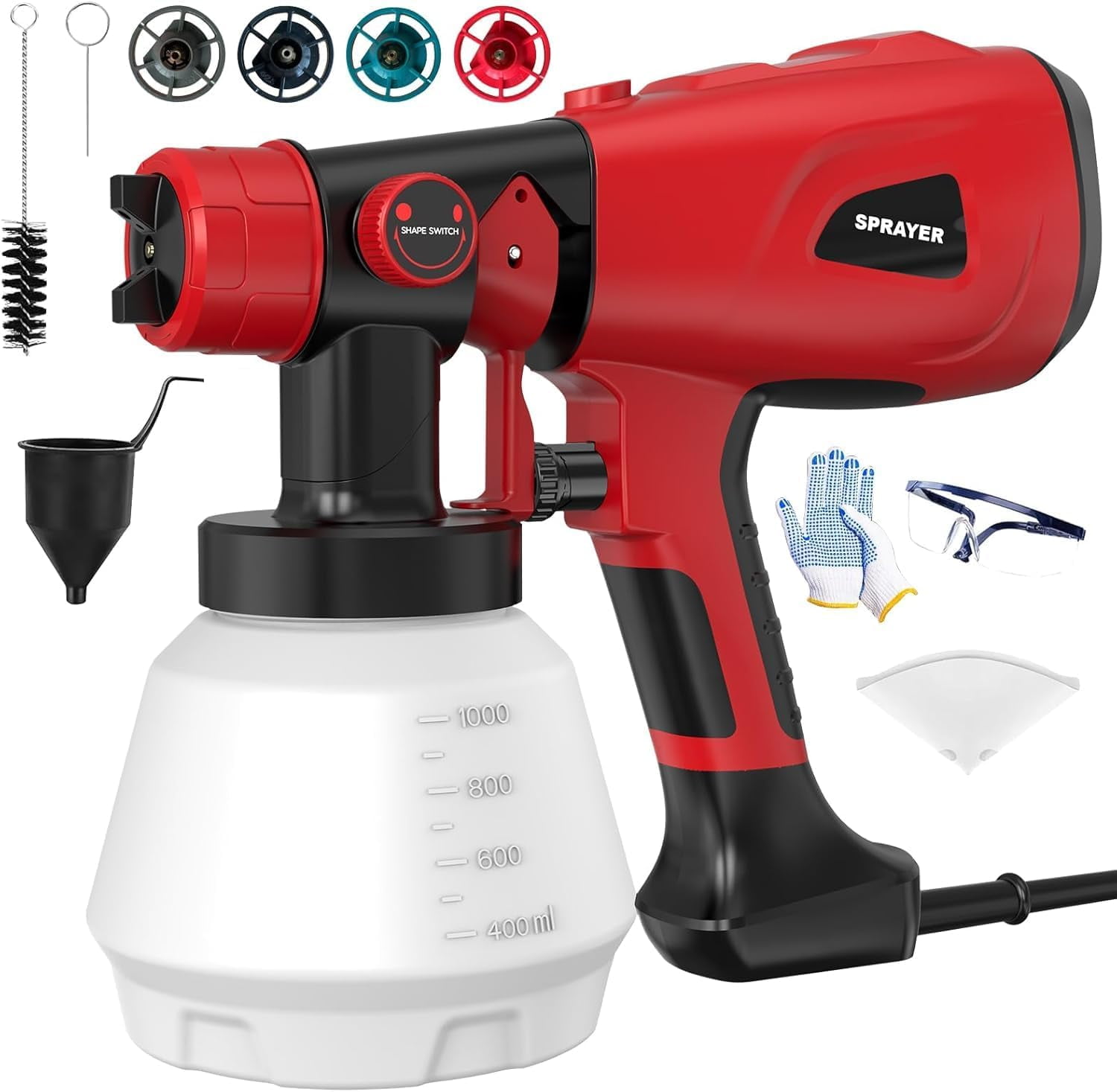 Paint Sprayer 1000W High Power Electric Spray Paint Gun with Adjustable ...