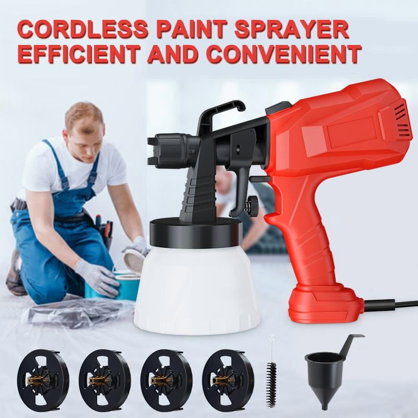 Paint Sprayer, 400W Spray Gun with Cleaning & Blowing Joints, 4 Nozzles ...