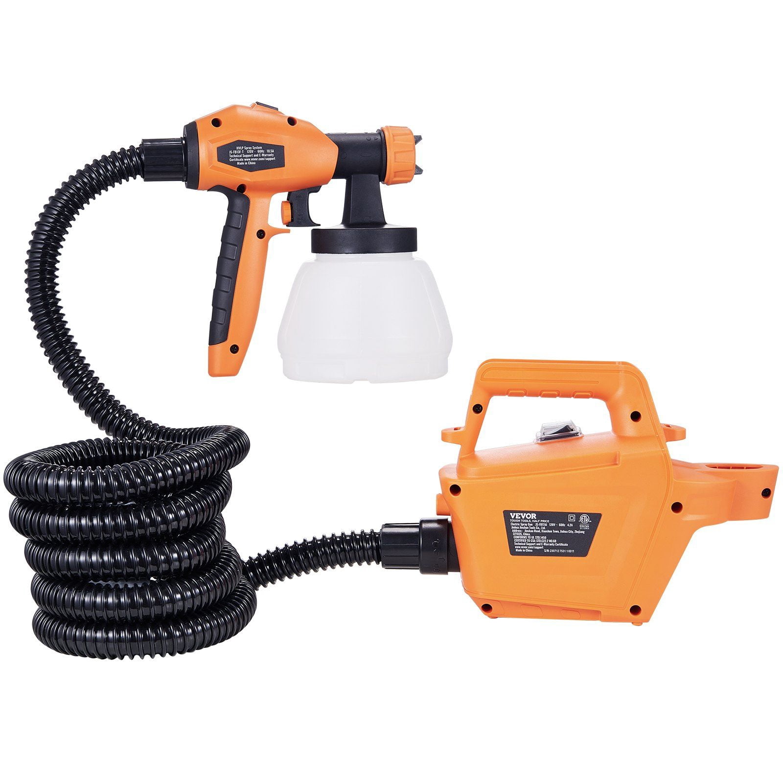 Paint Sprayer, 500W Electric Spray Paint Gun with 10FT Air Hose, 1300ml ...