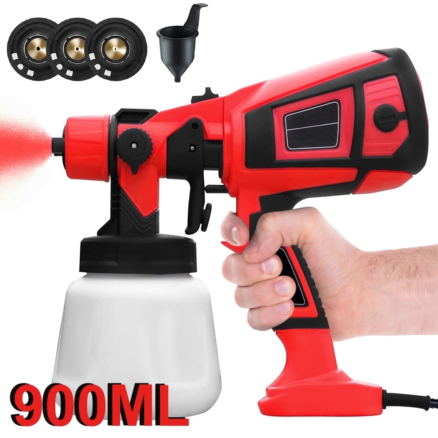 Paint Sprayer, 650W HVLP Electric Spray Paint Gun, 900ML, 3 Spray ...
