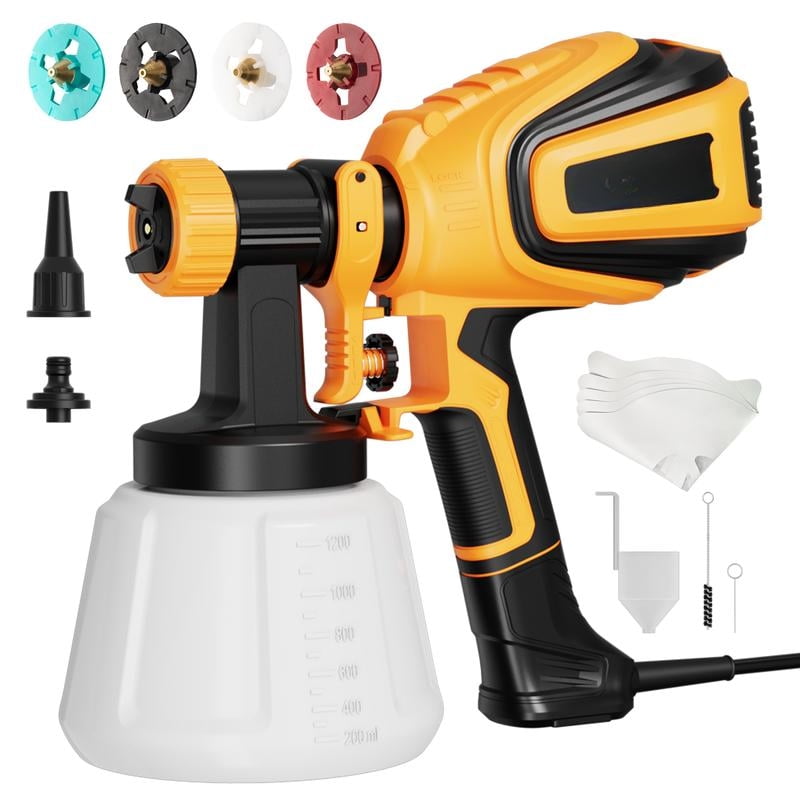Paint Sprayer, 700W HVLP Paint Sprayer with Cleaning & Blowing Joints ...