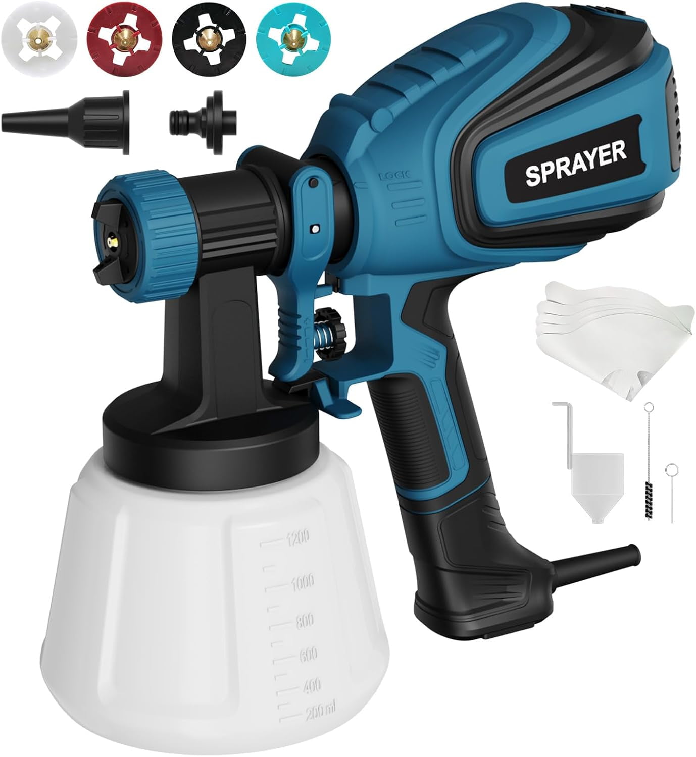 Paint Sprayer, 700W HVLP Spray Gun with Cleaning & Blowing Joints, 4 ...